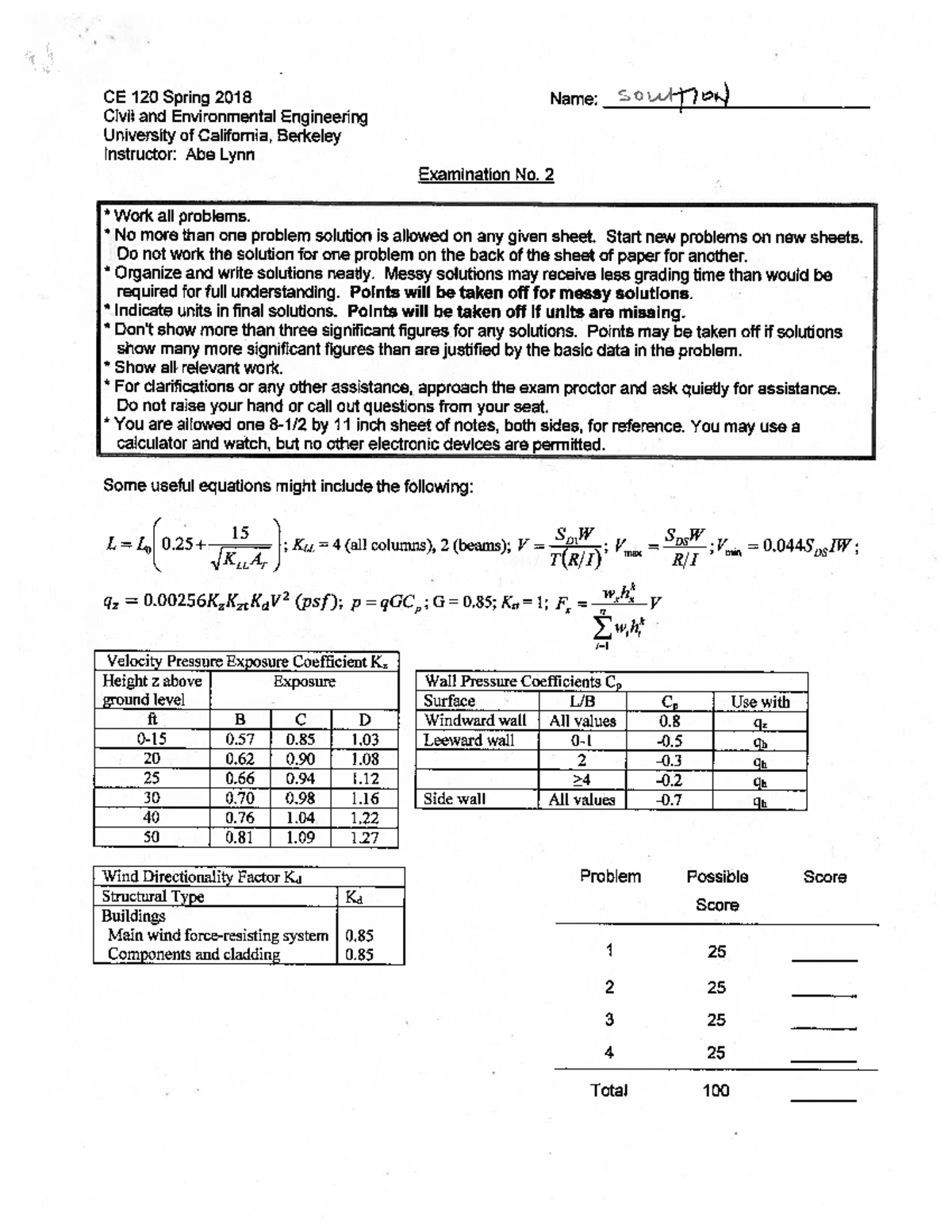 CE120-2018 S-Midterm 2 sol - CIV ENG 120 - Studocu