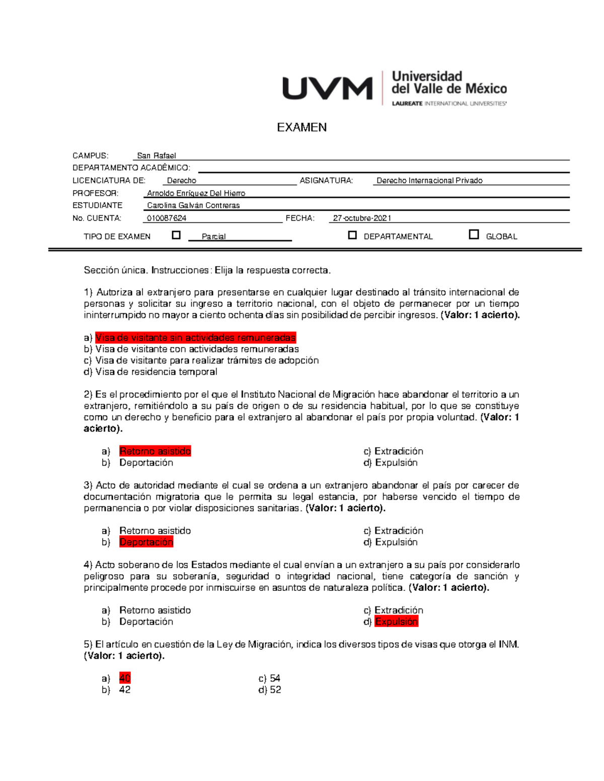 Examen parcial 2 - EXAMEN CAMPUS: San Rafael DEPARTAMENTO ACADÉMICO ...