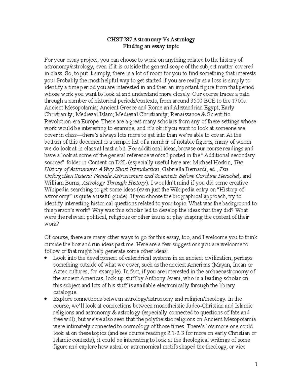CHST787 Finding an Essay Topic - CHST787 Astronomy Vs Astrology Finding ...