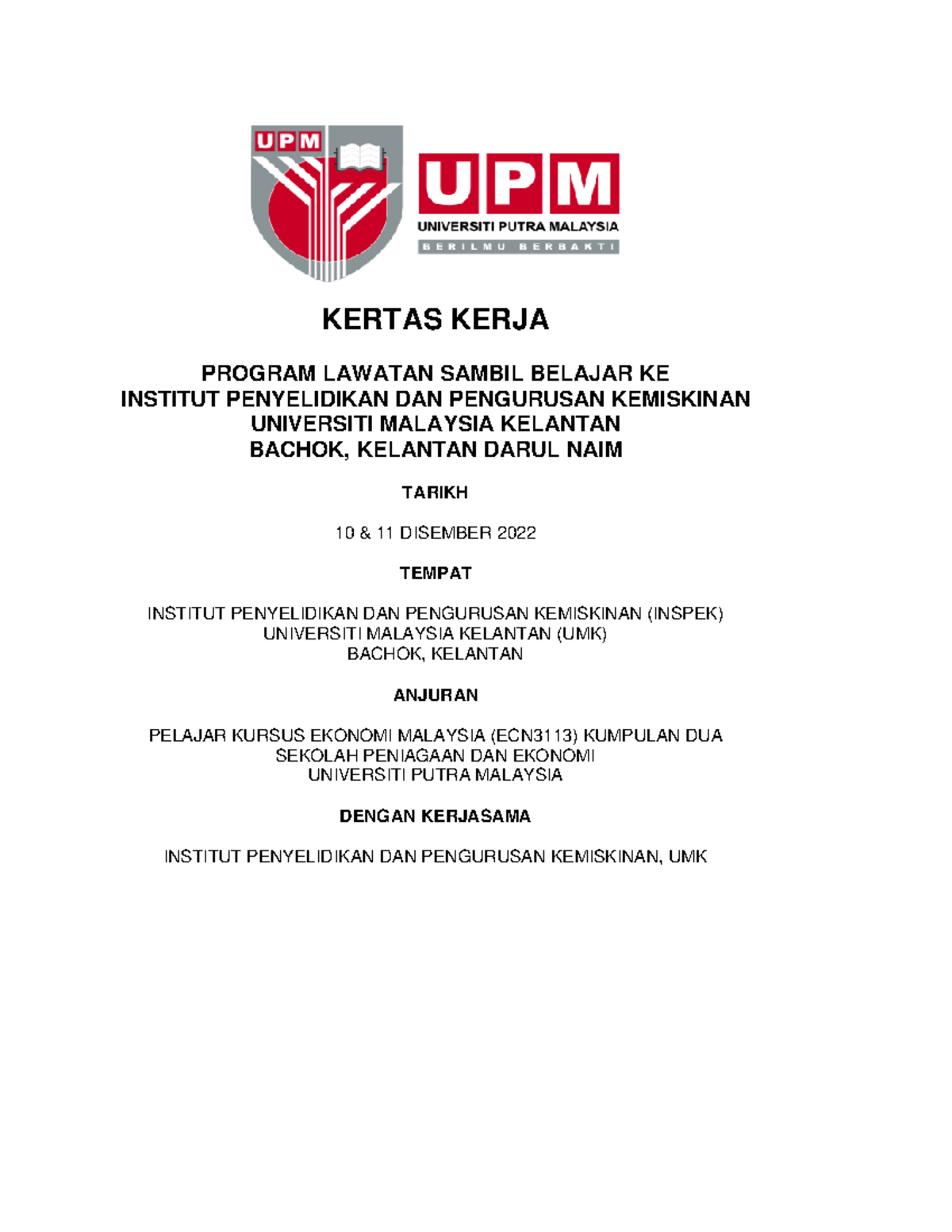 Kertas Kerja Inspek UMK - KERTAS KERJA PROGRAM LAWATAN SAMBIL BELAJAR ...
