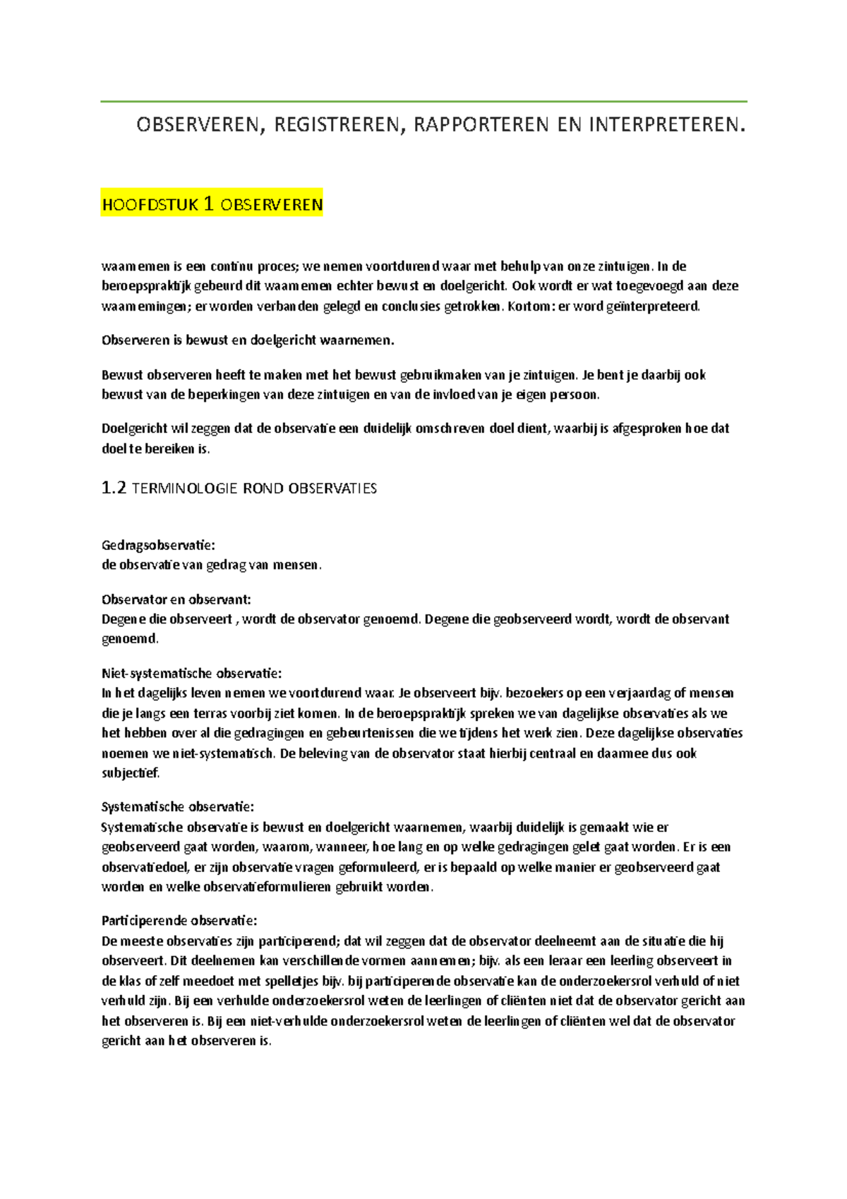 Observeren en rapporteren - OBSERVEREN, REGISTREREN, RAPPORTEREN EN ...