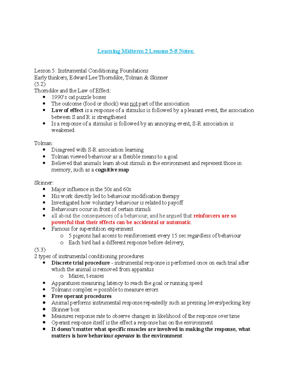 Learning Midterm 2 Lessons 5 - PS261 - WLU - Studocu
