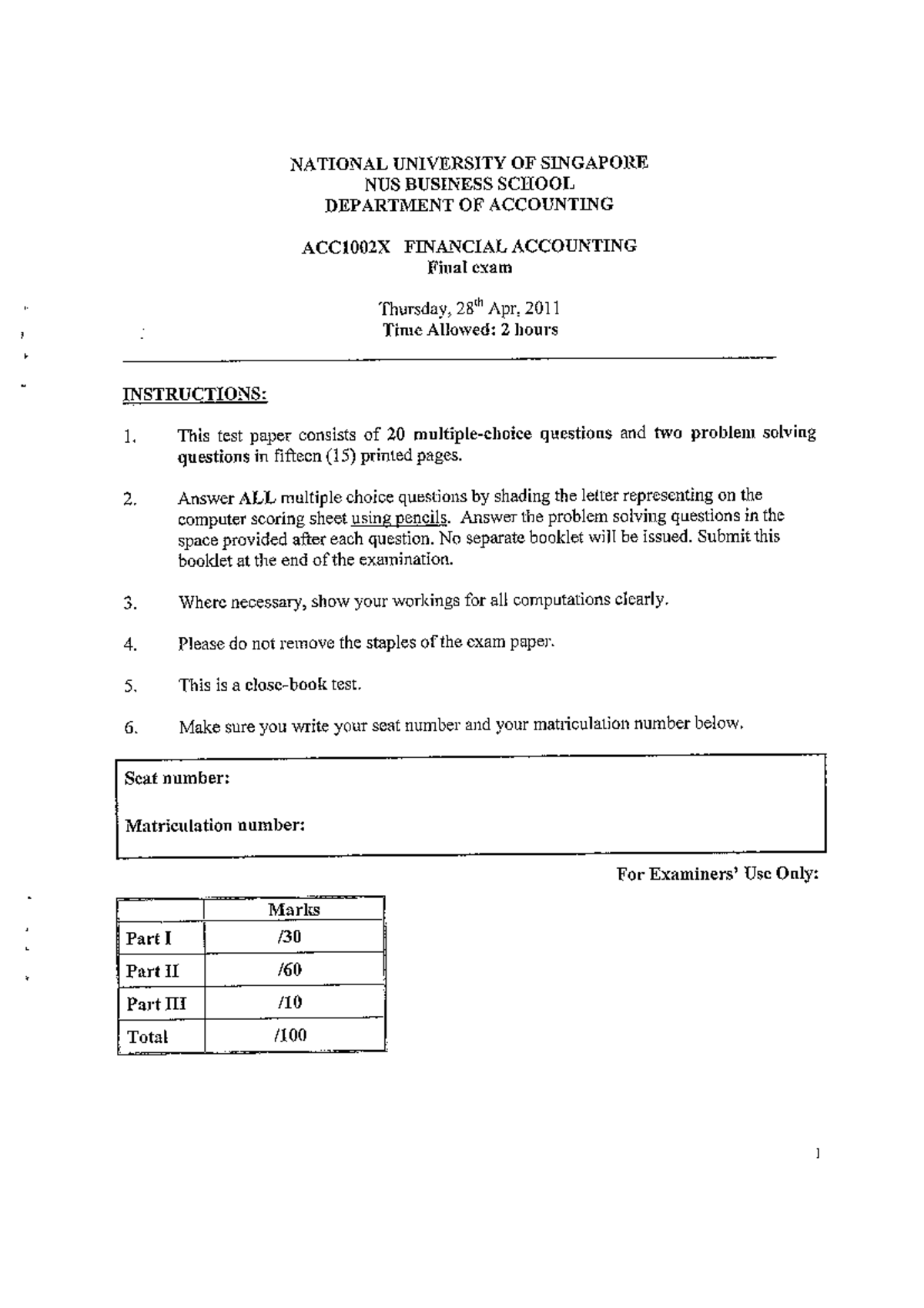 Sample/practice exam 2019, questions - ACC1701 - Studocu