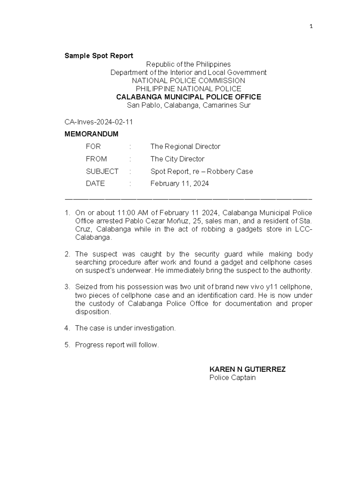 Final-Report - final - Sample Spot Report Republic of the Philippines ...