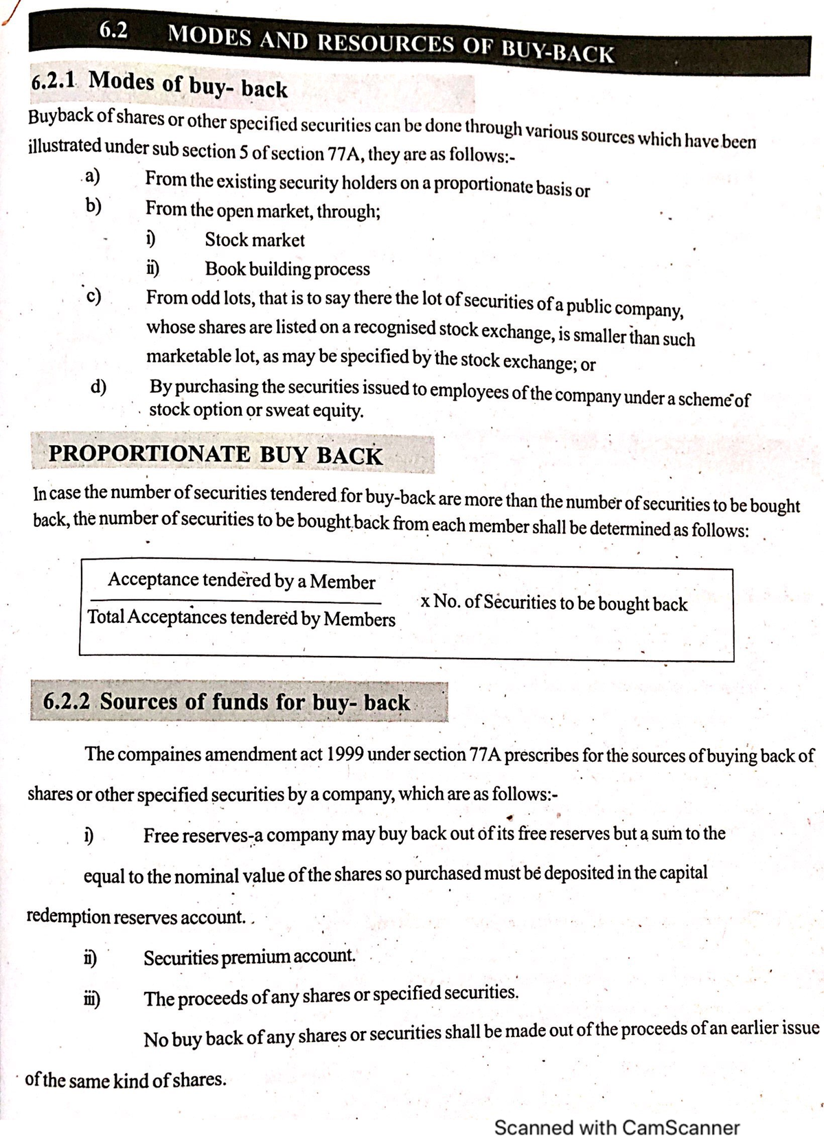 Modes And Resources Of Buy-Back - Financial Accounting - Studocu