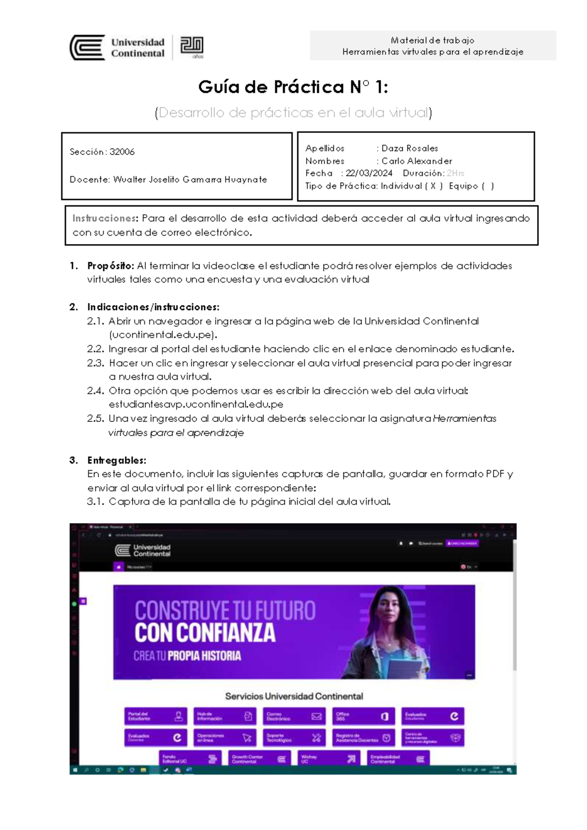 Guía práctica de la semana 01 Daza Rosales - Material de trabajo Herramientas virtuales para el ...