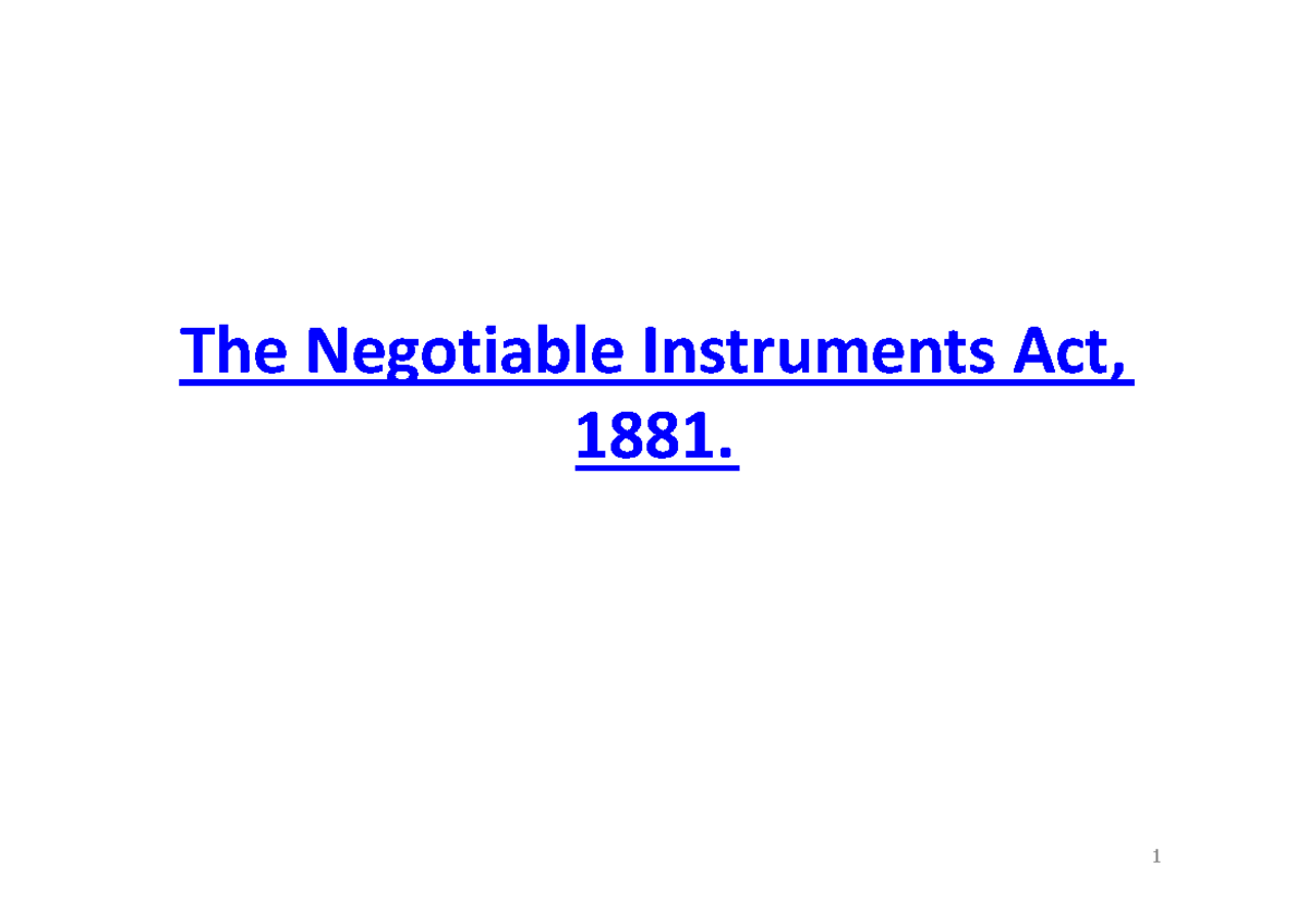 Negotiable instrument [Compatibility Mode] - The Negotiable Instruments ...
