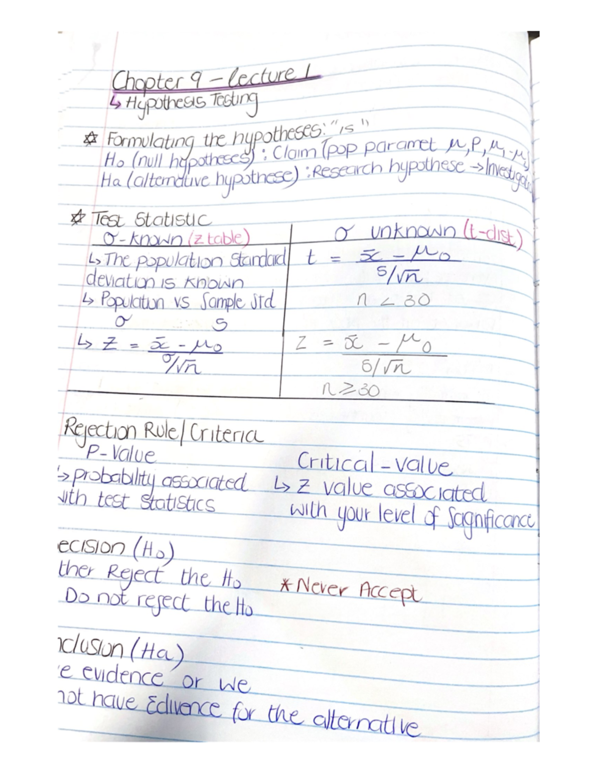 STK 110 Chapter 9 - these are the notes that I was able to take down ...