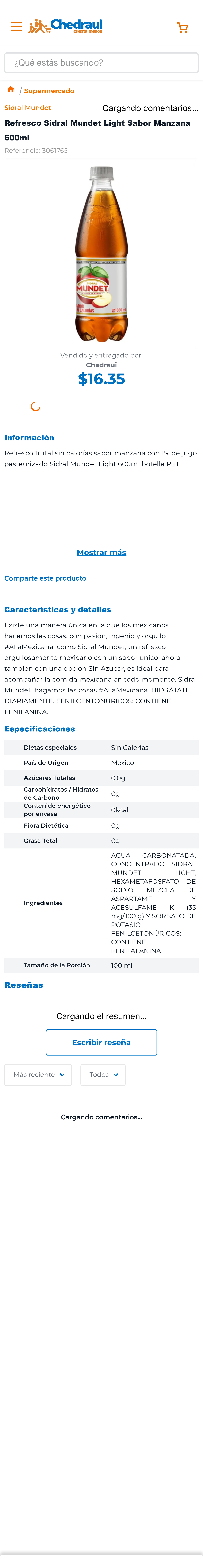 Refresco Sidral Mundet Light Sabor Manzana 600ml… - / Supermercado ...