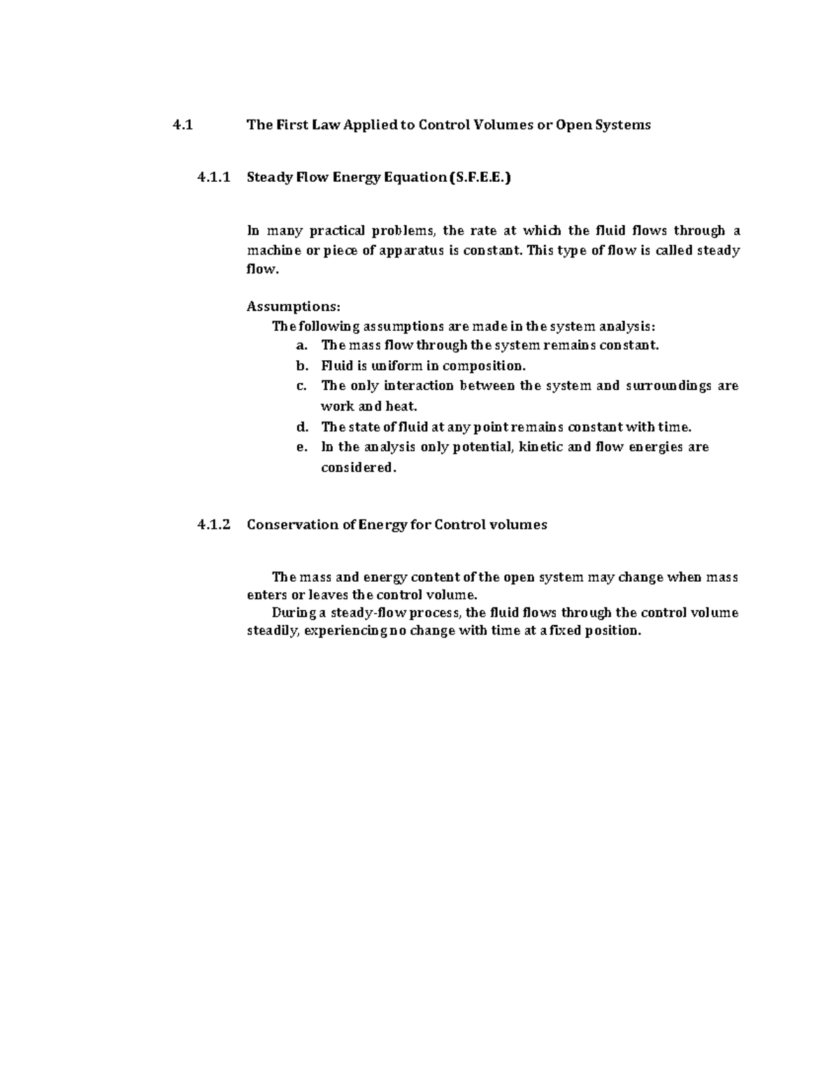 Thermodynamics Module-First Law Applied to Control Volume or Open ...