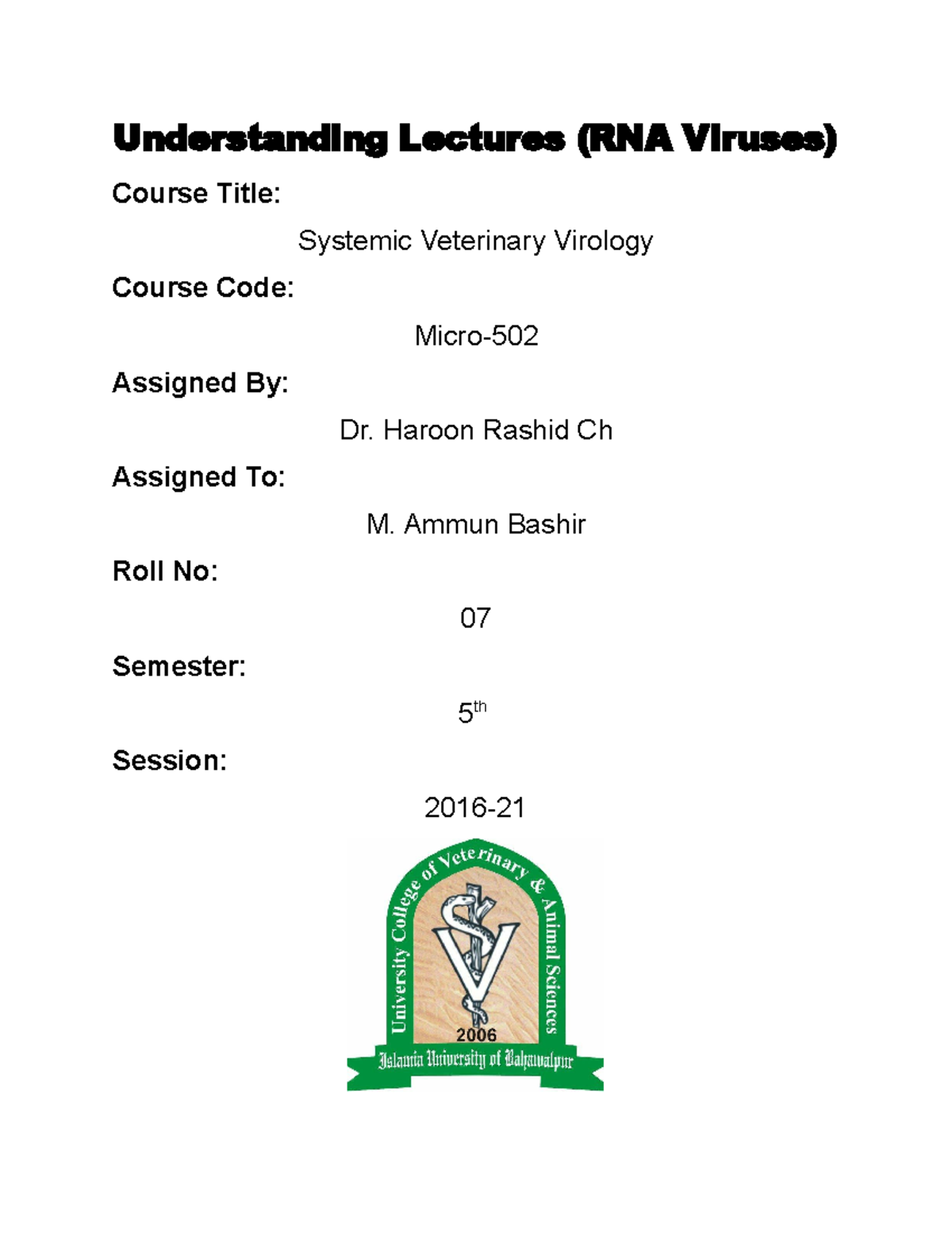Virology Final Term Lectures - Understanding Lectures (RNA Viruses ...