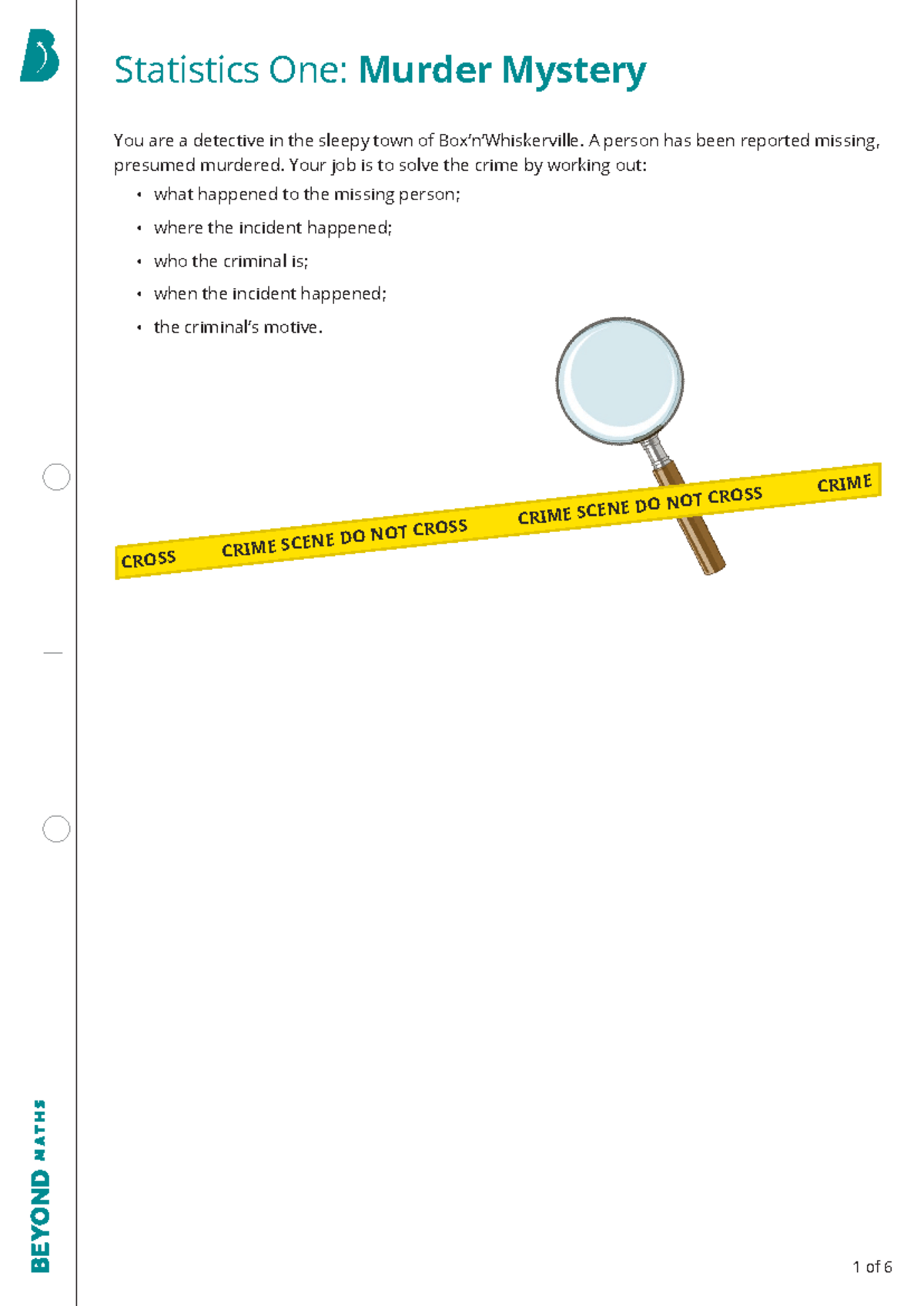 Statistics One - Murder Mystery Pack - You are a detective in the ...