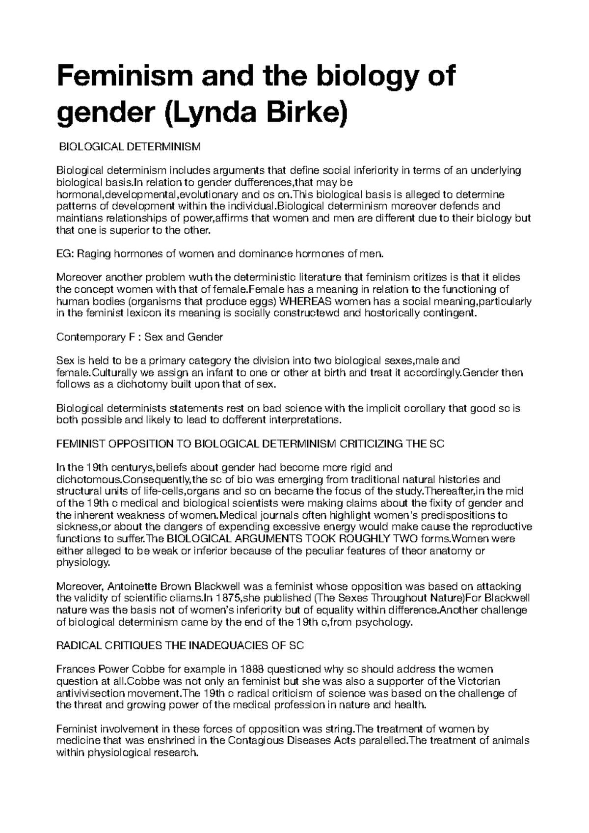 Feminism and the biology of gender (Lynda Birke) pdf - Feminism and the ...