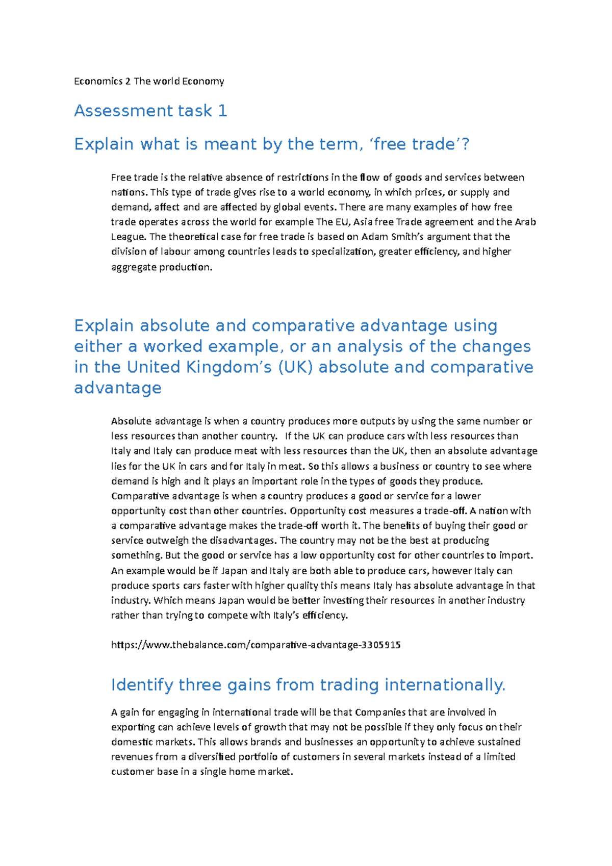 Economics 2 The world Economy.docx gezz - Economics 2 The world Economy ...
