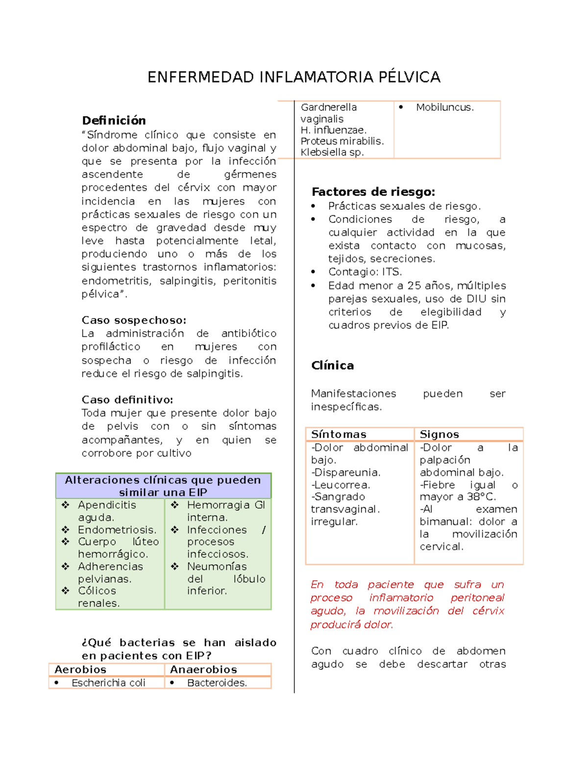 EPI - ENFERMEDAD PELVICA INFLAMATORIA GINECOLOGIA - ENFERMEDAD ...