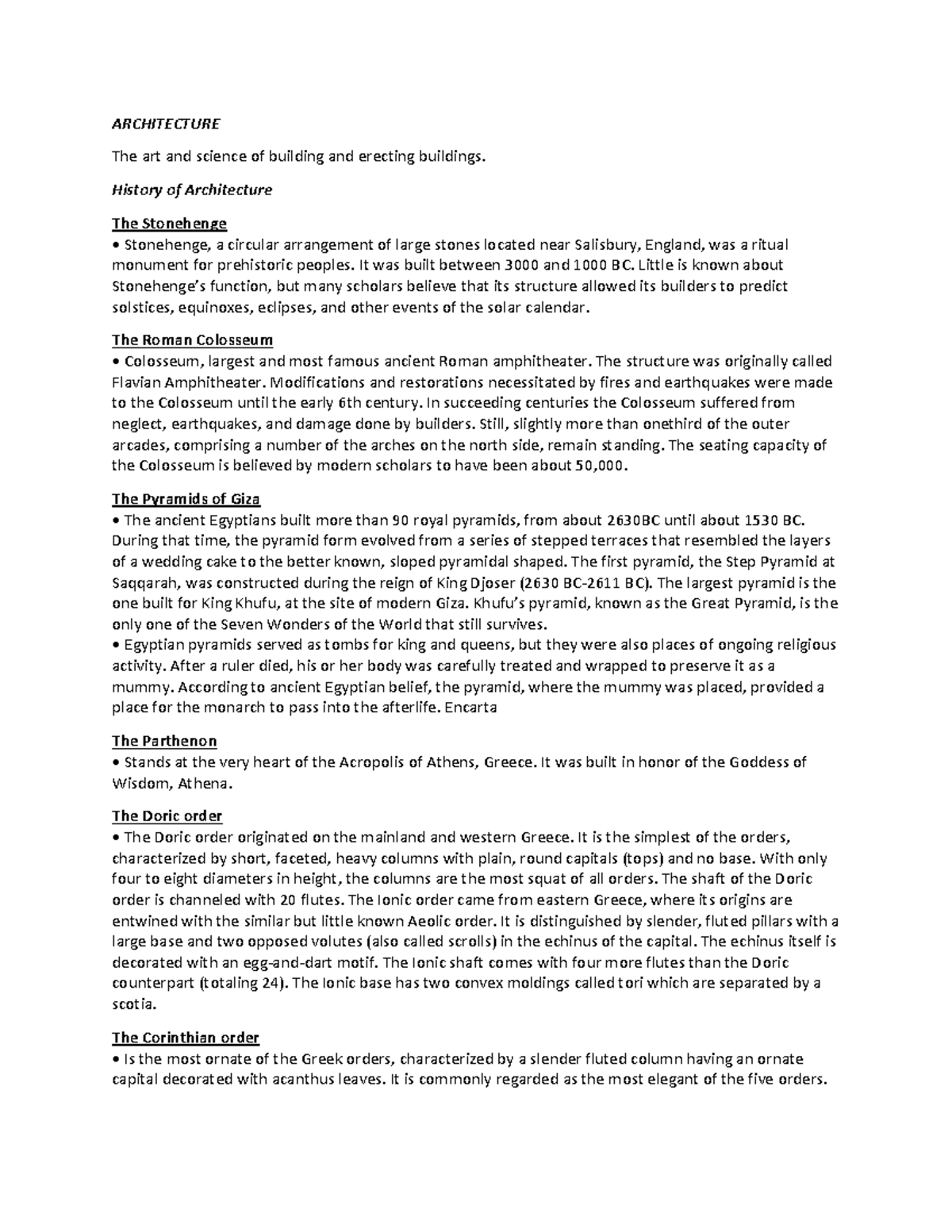 Lecture notes about Architecture - ARCHITECTURE The art and science of ...