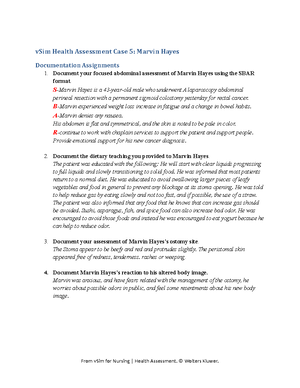 V Sim K.Johnson NUR3069 L - vSim Health Assessment Case 8: Kim Johnson ...