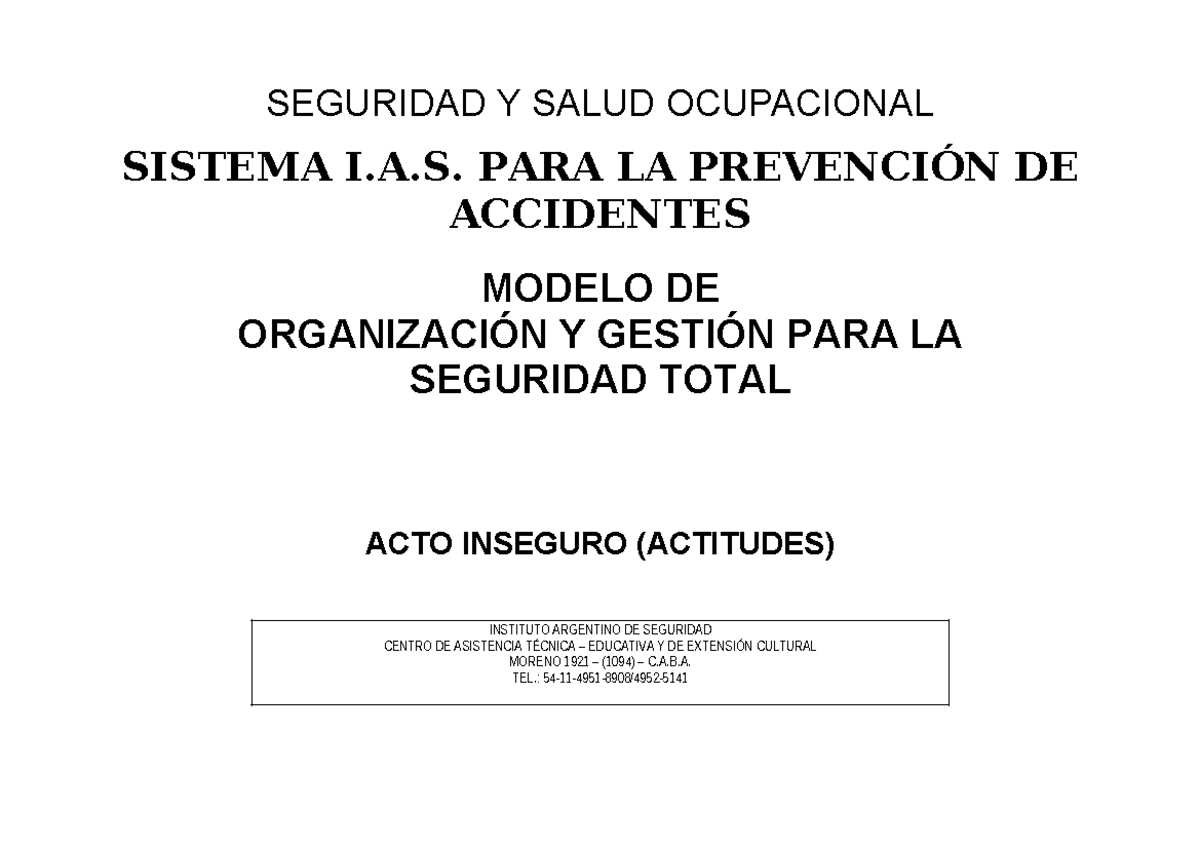 Seguridad Total - Actos Inseguros - SEGURIDAD Y SALUD OCUPACIONAL ...
