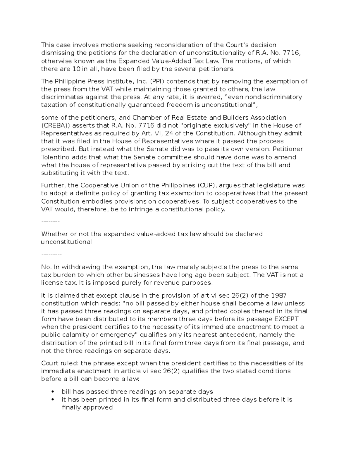 Tolentino vs Secretary of Finance - This case involves motions seeking ...