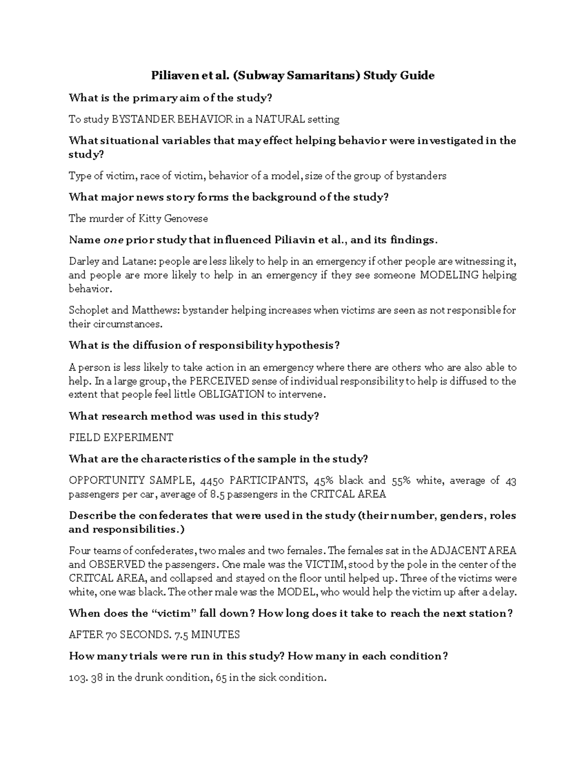 Piliaven+Study+Guide - Piliaven et al. (Subway Samaritans) Study Guide ...