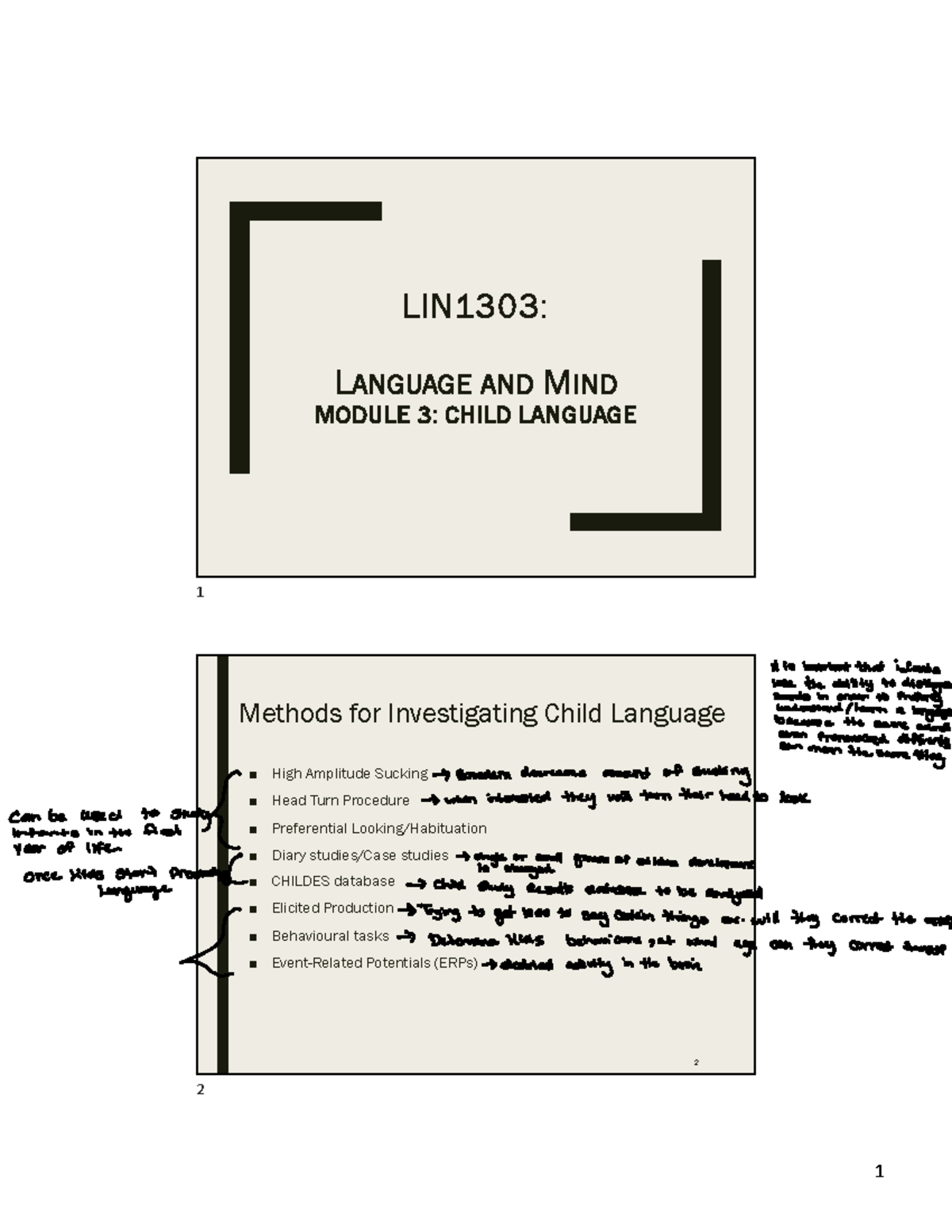 Children Slides - linguistic notes - LIN1303: L ANGUAGE AND M IND ...