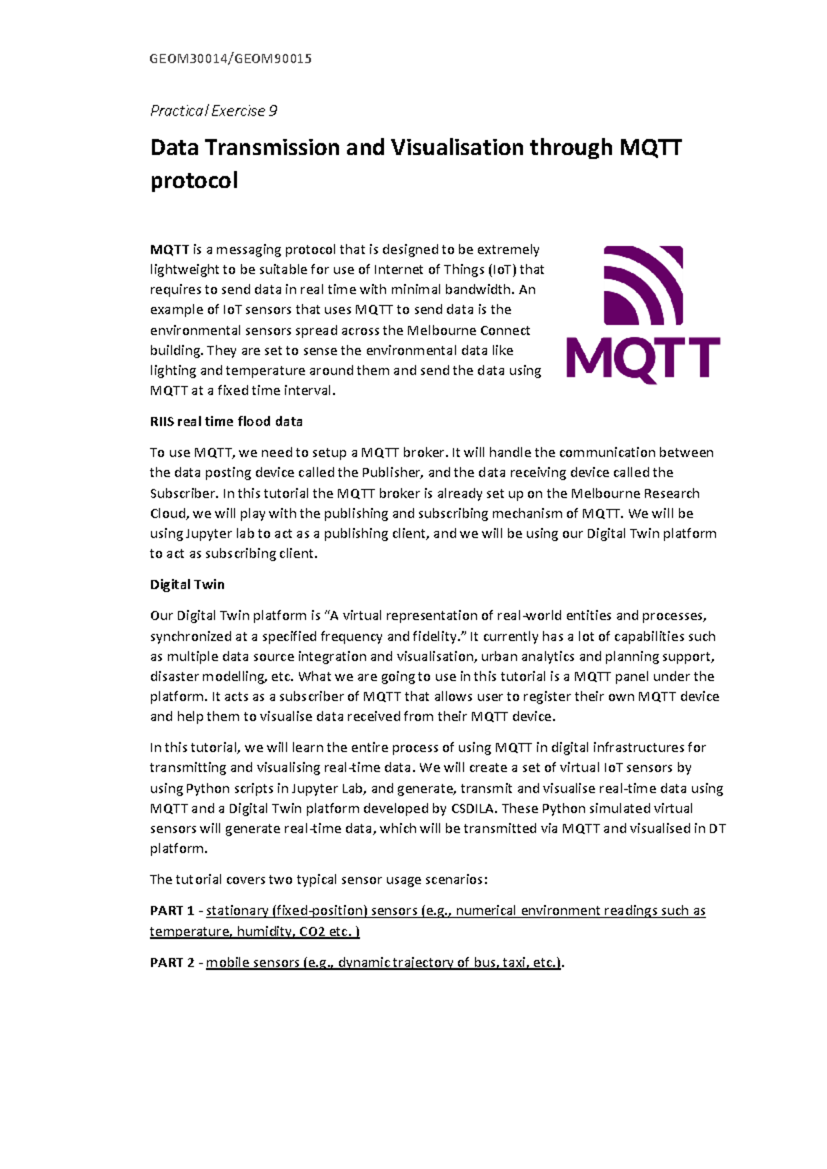 Tutorial 9 Data communication and visualisation though MQTT protocol ...