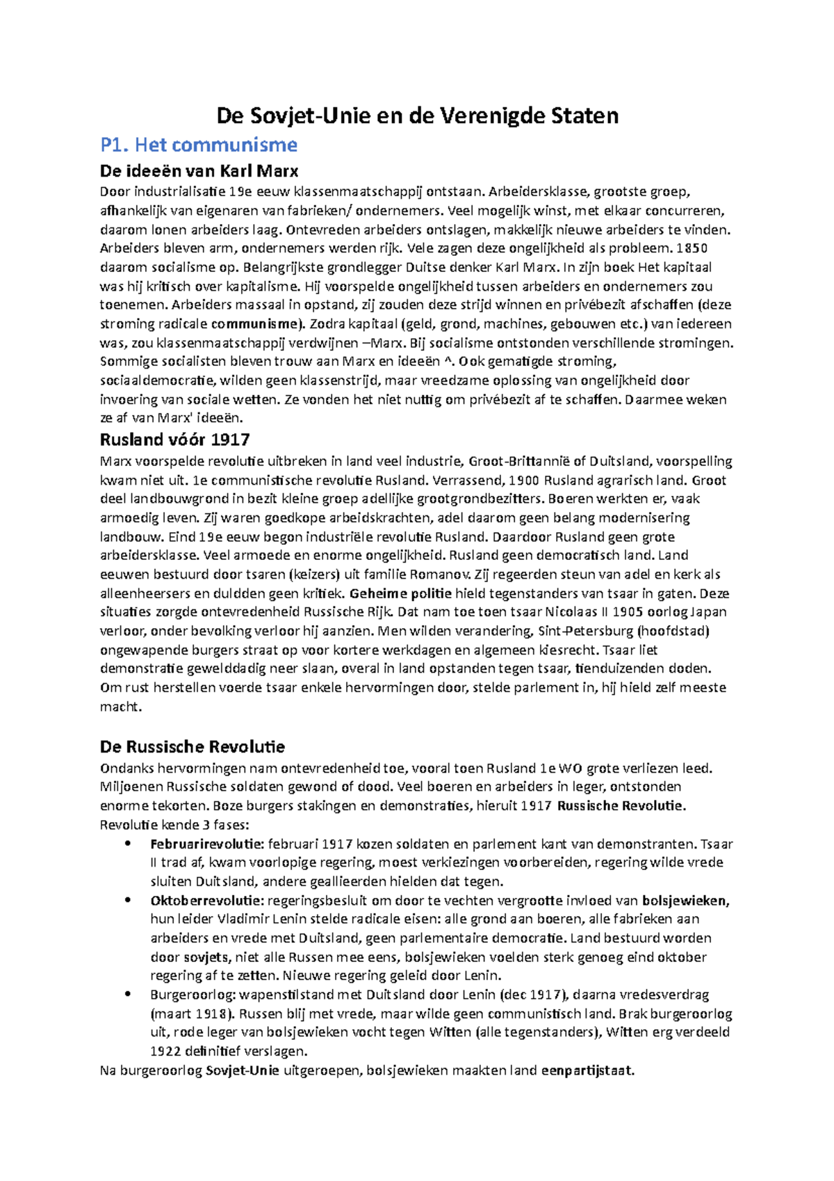 Geschiedenis bw2 - Samen vating - De Sovjet-Unie en de Verenigde Staten ...