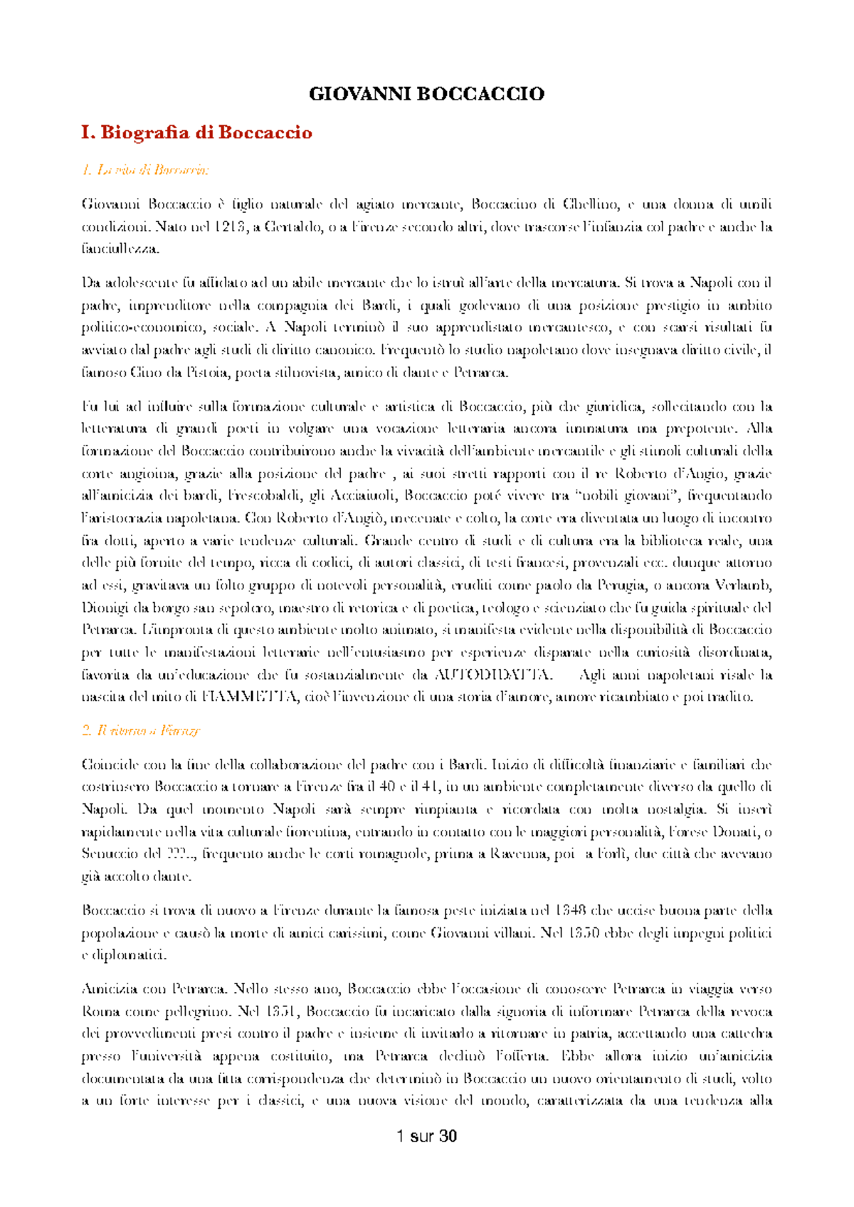 Boccaccio - Notes de cours 4-8 - GIOVANNI BOCCACCIO I. Biografia di ...