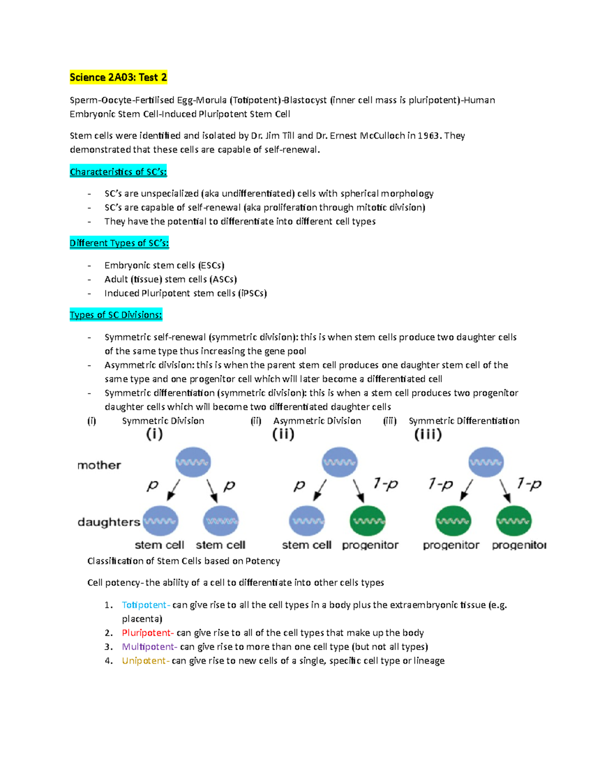 Science 2A03 Test 2 - Brief summary of important concepts for test 2 ...