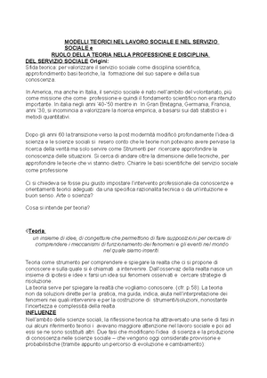 Modello Problem Solving - Teorie Del Servizio Sociale - Studocu