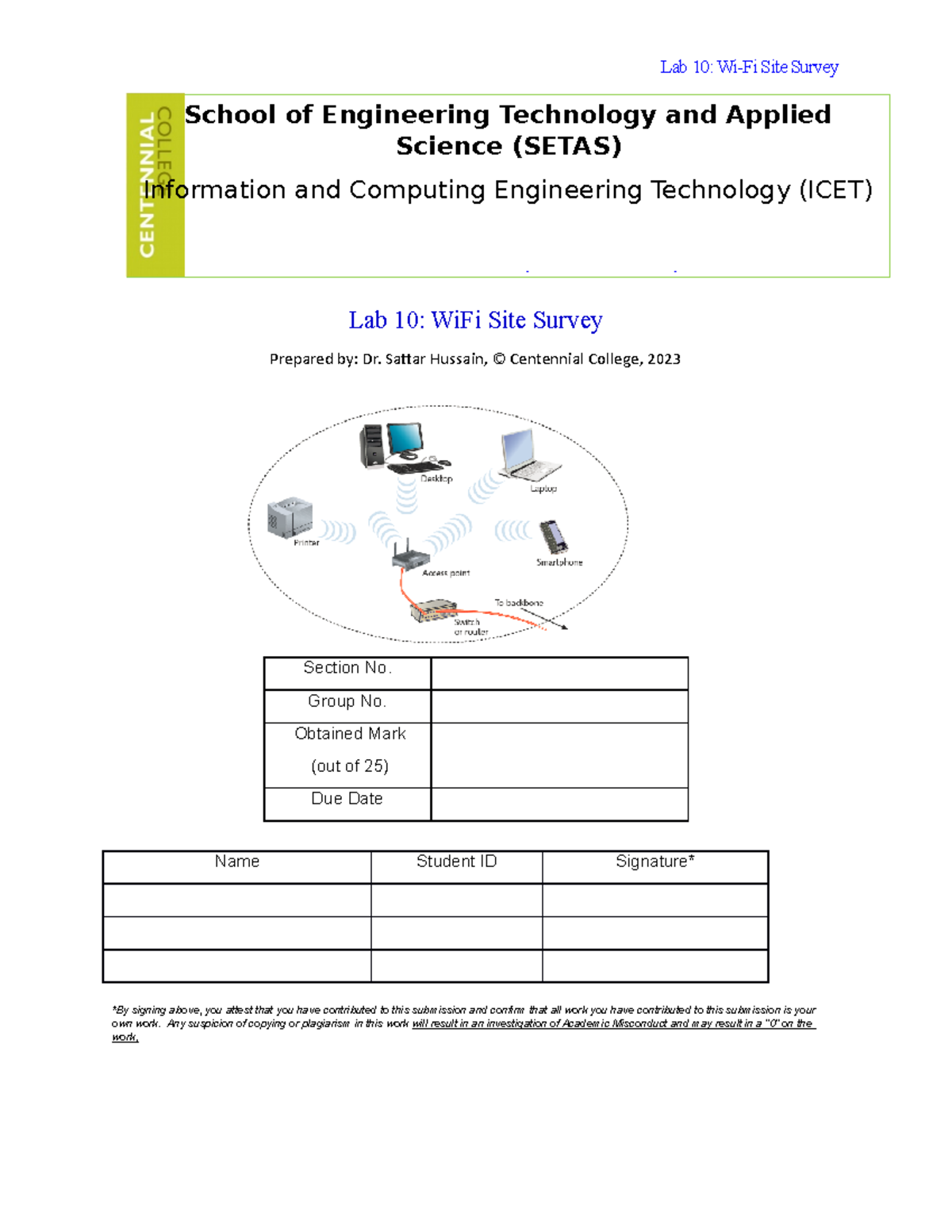 CNET304 Lab 10- Wi Fi-Site Survey - Lab 7: Wi-Fi Site Survey Lab 10: WiFi Site Survey Prepared ...