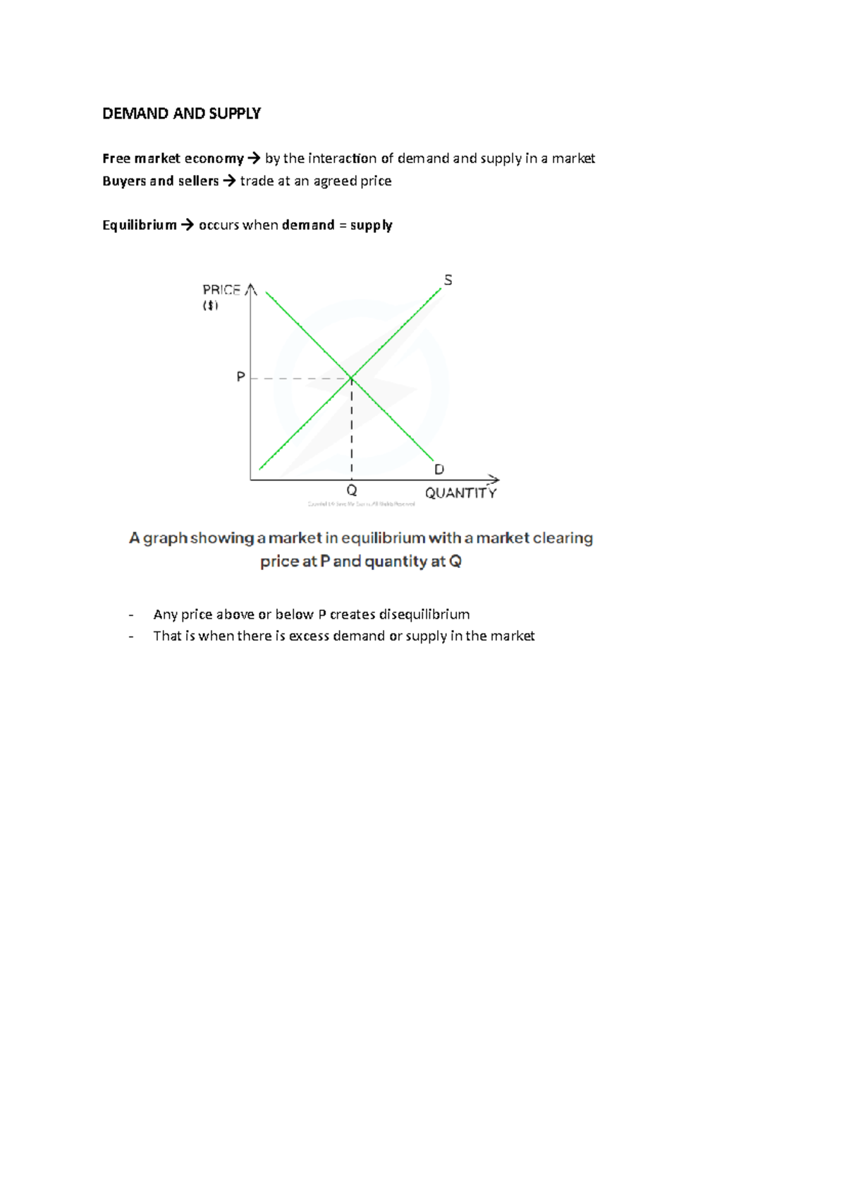 Demand AND Supply - notes - DEMAND AND SUPPLY Free market economy → by ...