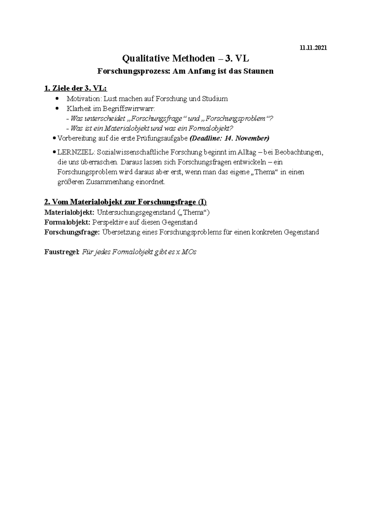 3. VL - Material von den Folien vom Prof. Dr. Meyen. - 11. Qualitative Methoden – 3. VL - Studocu