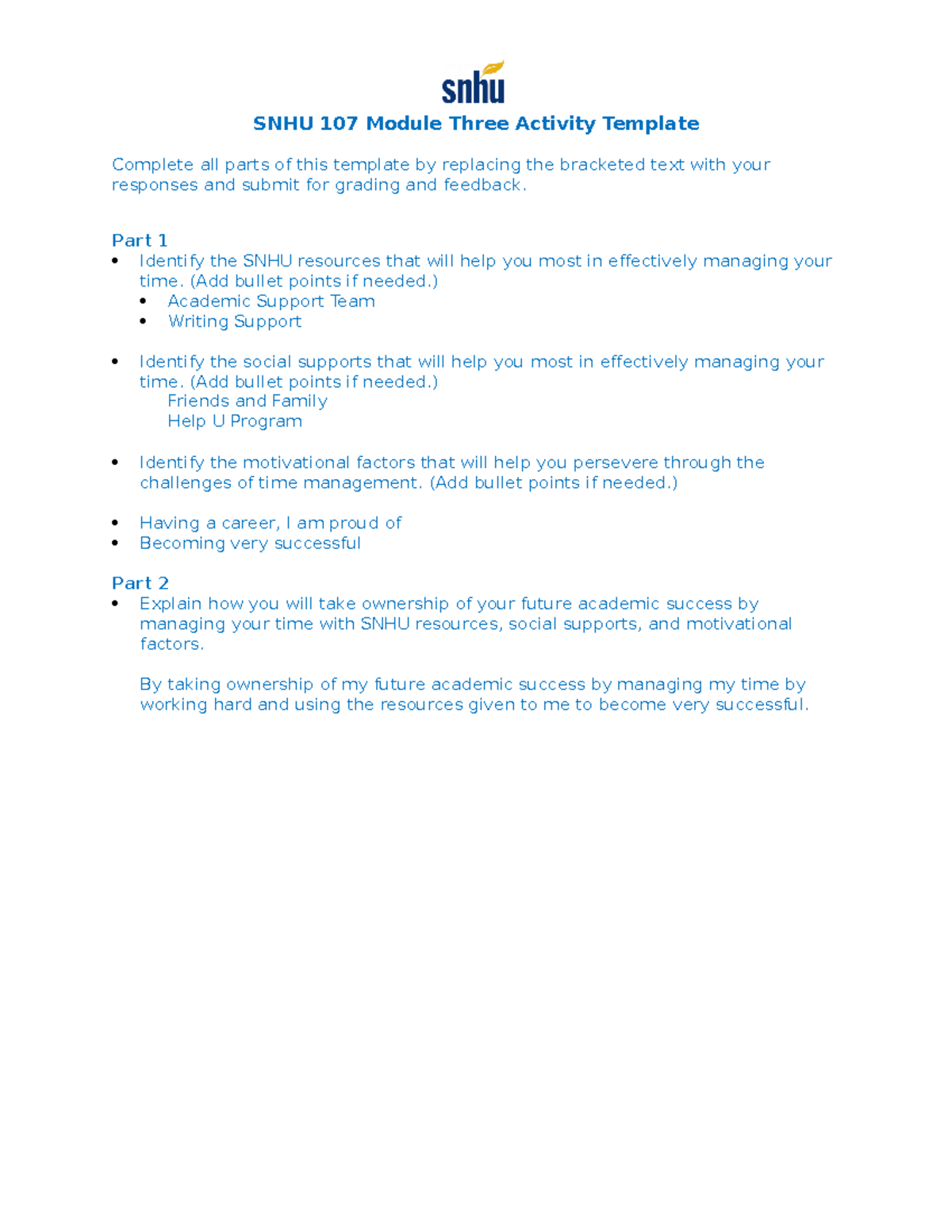 SNHU 107 Module Three Activity Template - SNHU 107 Module Three ...