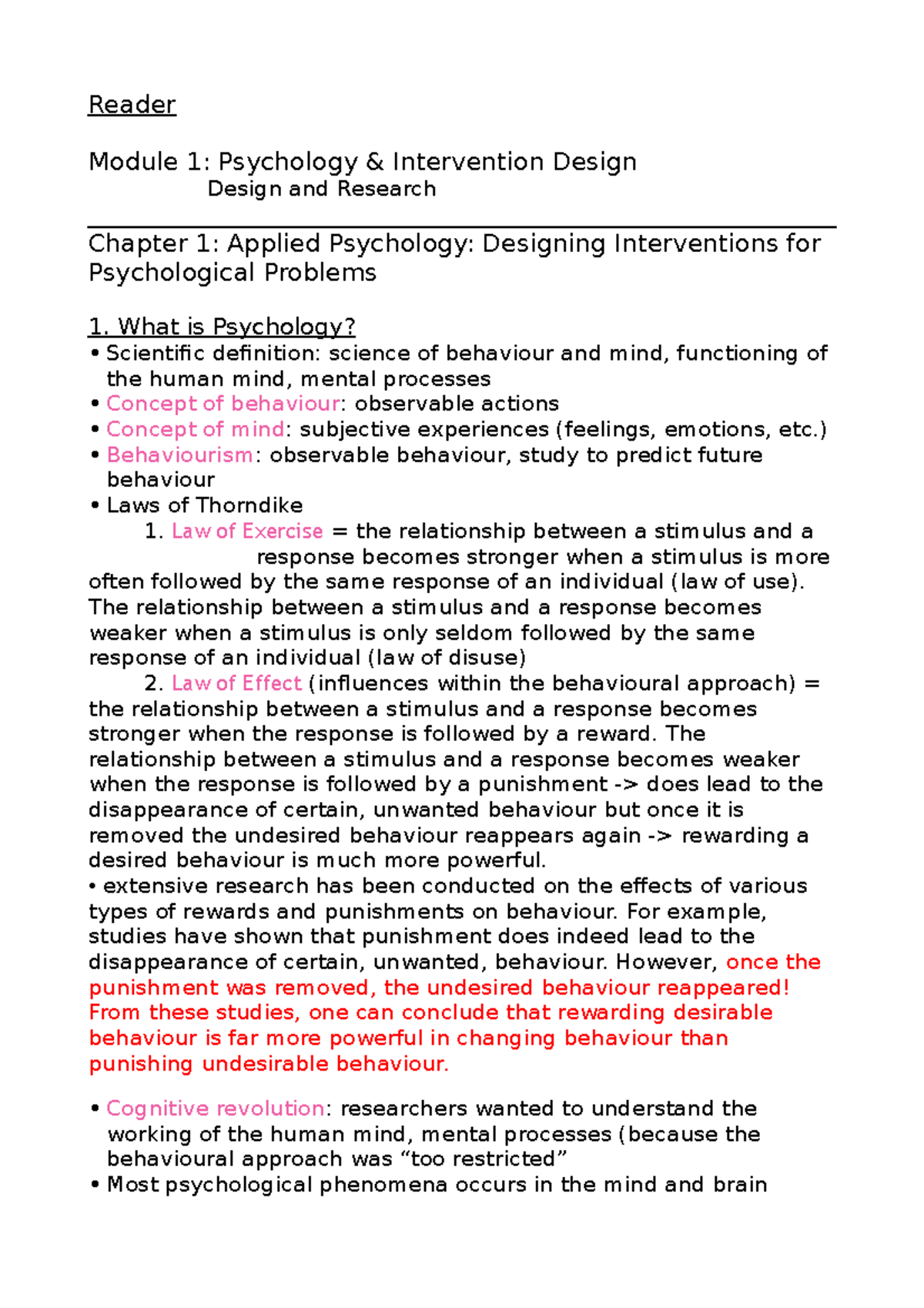 Reader Module 1 (Design and Research) - Reader Module 1: Psychology ...