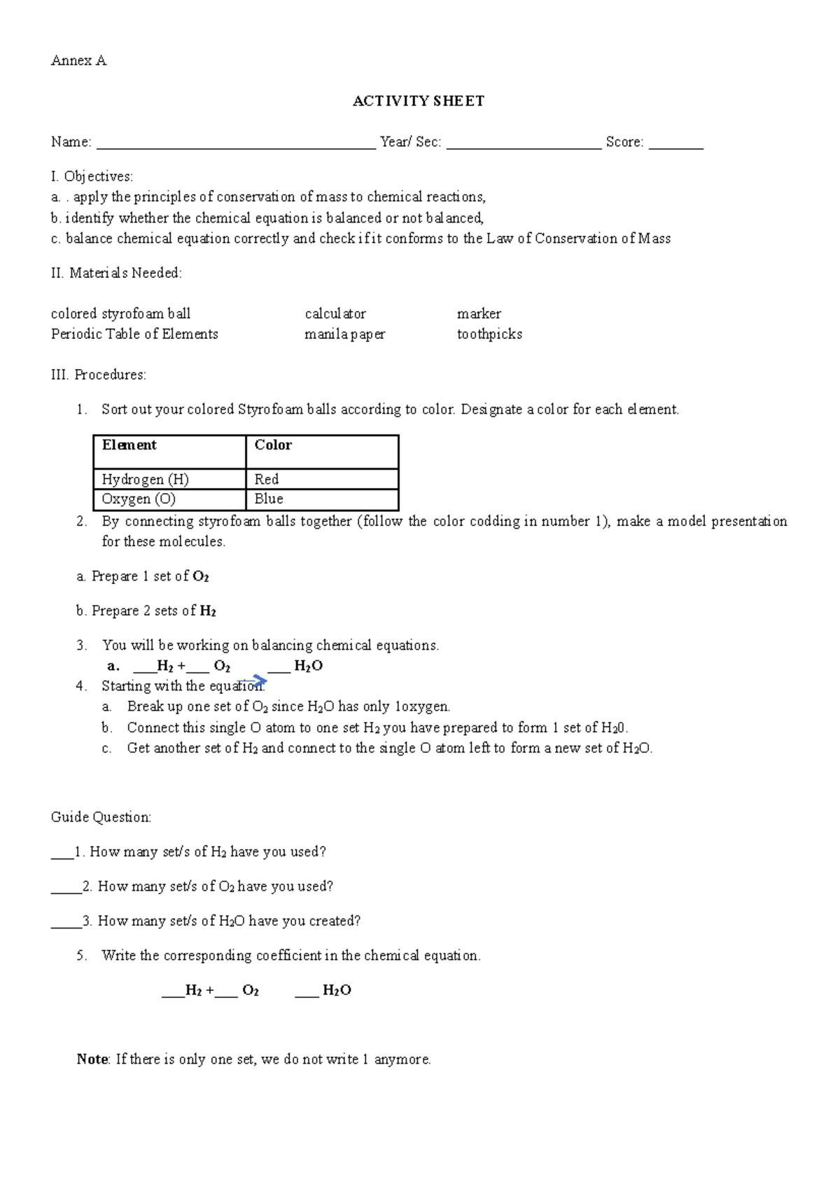 Activity sheet - Annex A ACTIVITY SHEET Name ...