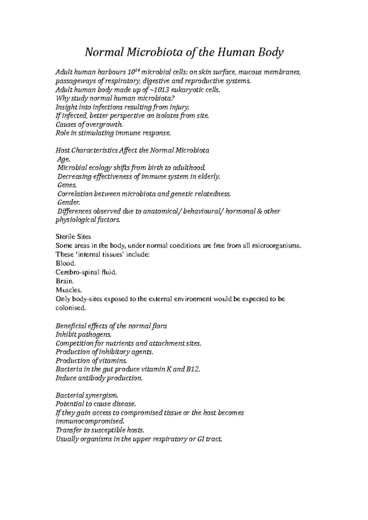 Normal Microbiota of the Human Body - Adult human body made up of ~1013 ...