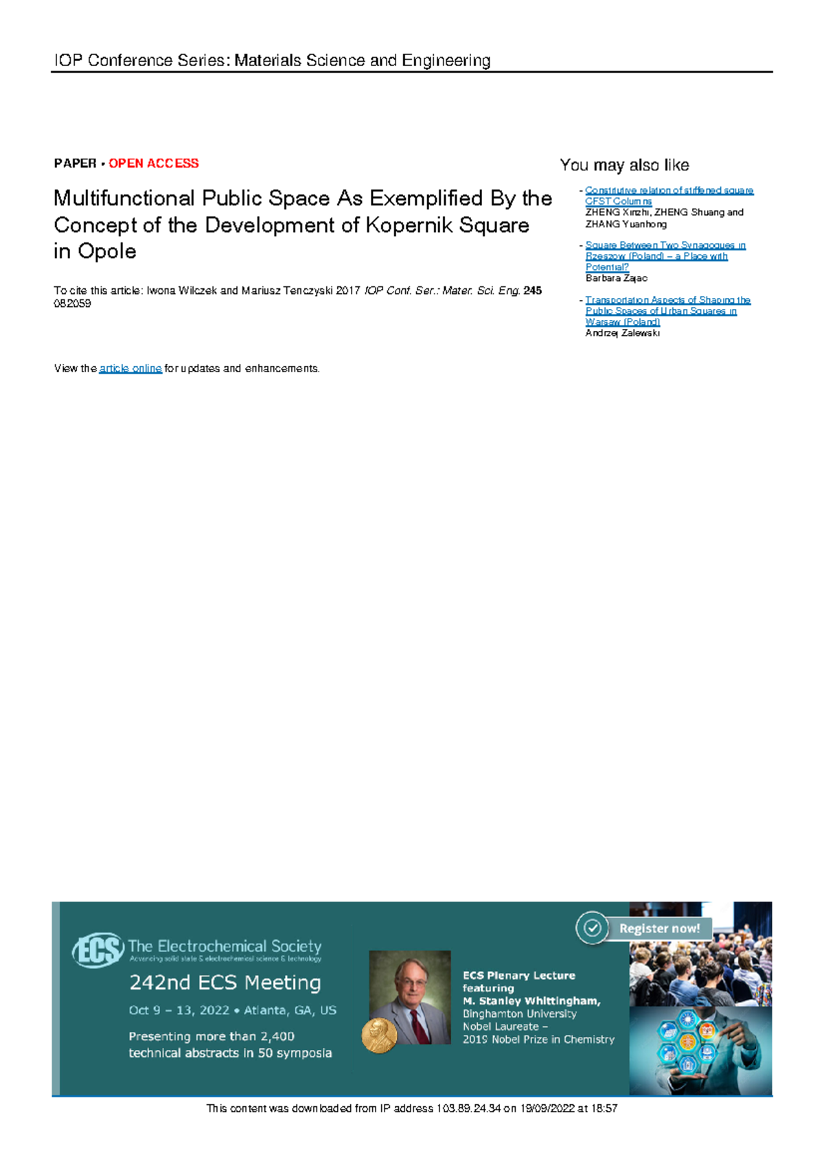 Wilczek 2017 IOP Conf. Ser. Mater. Sci - IOP Conference Series ...