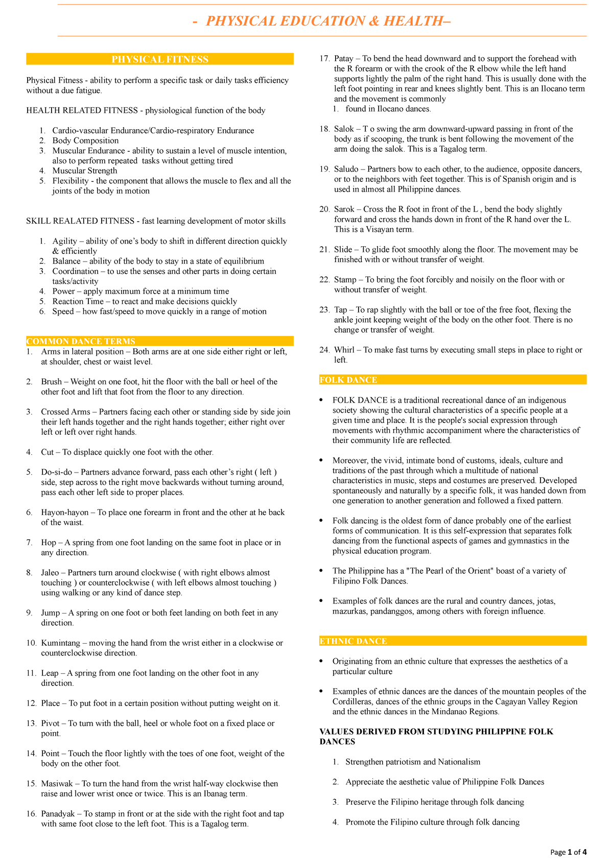 PEH-REV - Notes for studying - PHYSICAL FITNESS Physical Fitness ...