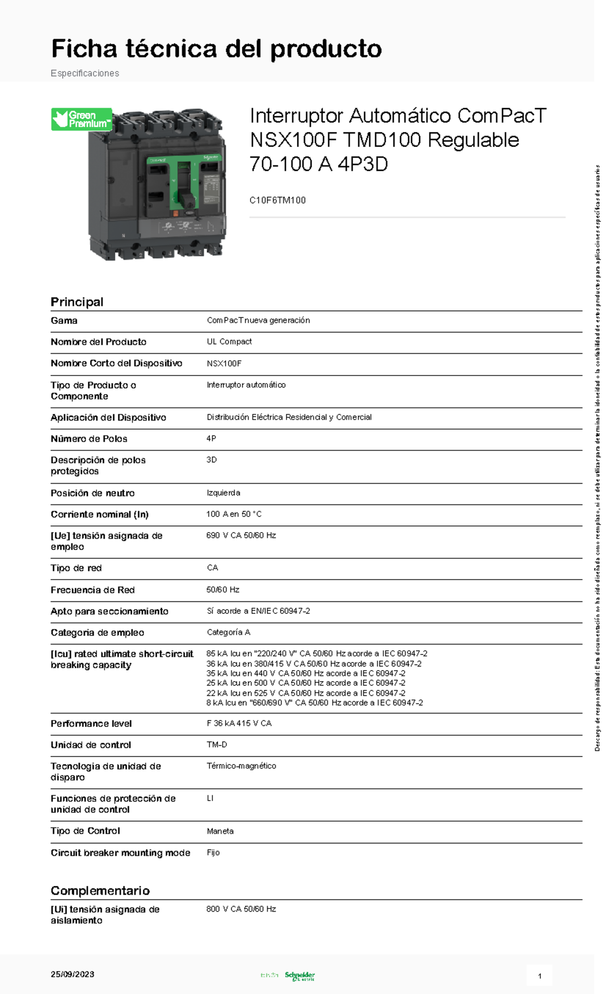 Nueva generación Com Pac T NSX C10F6TM100 - Ficha técnica del producto ...