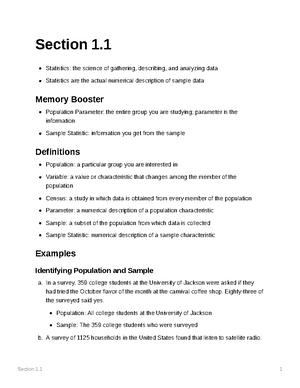 Section 1 - For Mrs. U. From Hawkes Learning - Section 1 1 Section 1 ...