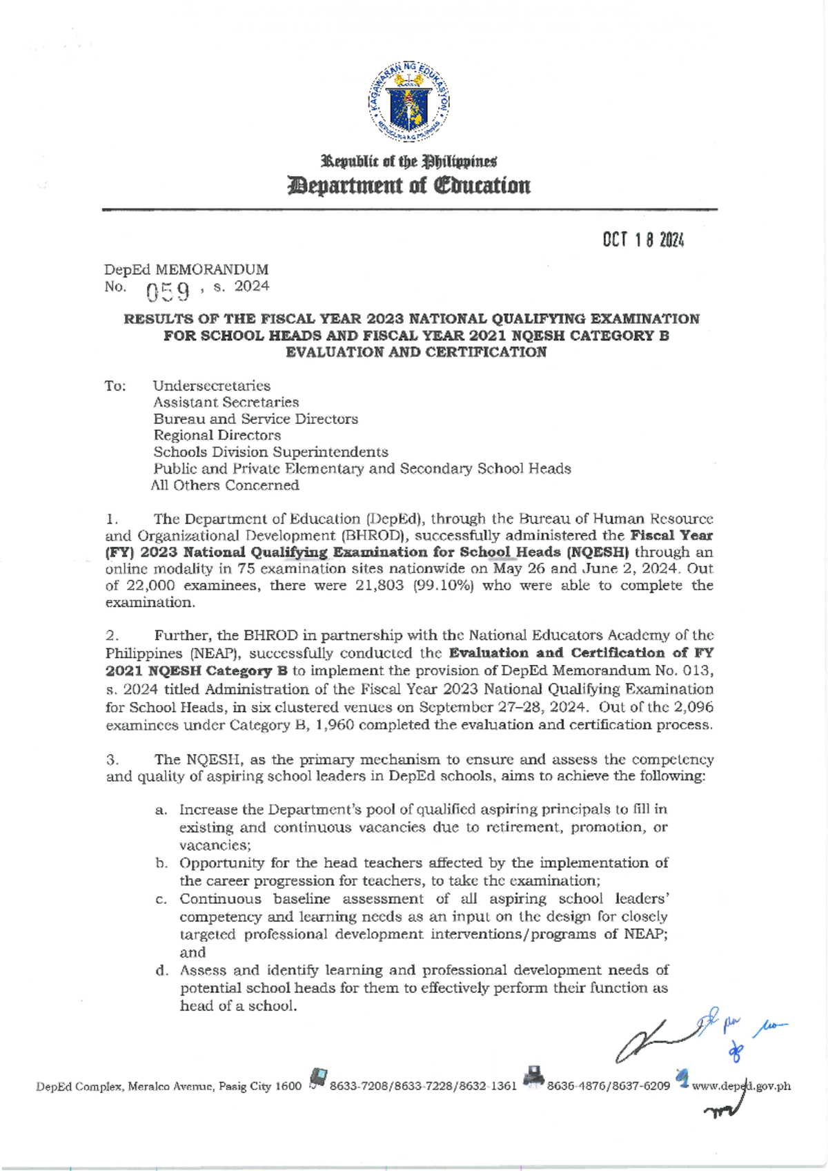 DM s2024 059-1 - please check the requirements for ranking - The NQESH consists of conceptual ...