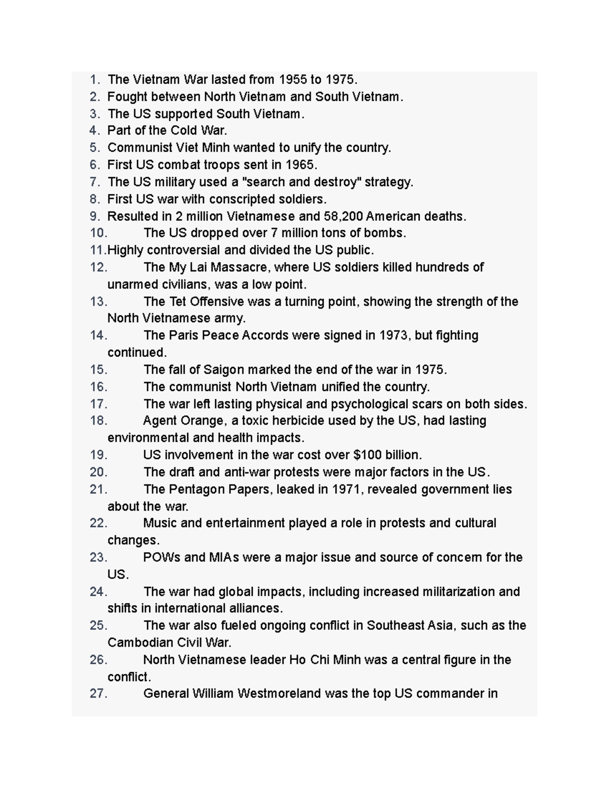 Vietnam War Notes - The Vietnam War lasted from 1955 to 1975. Fought ...