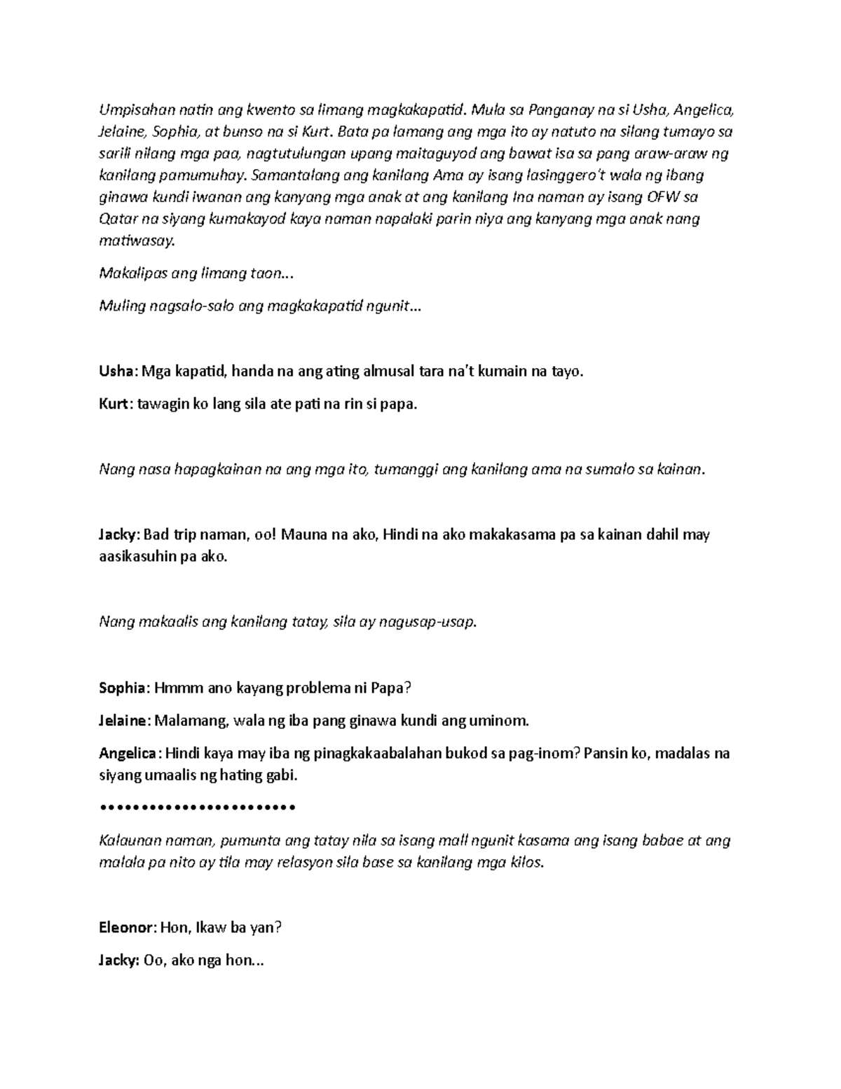 Script per dev - Umpisahan natin ang kwento sa limang magkakapatid ...