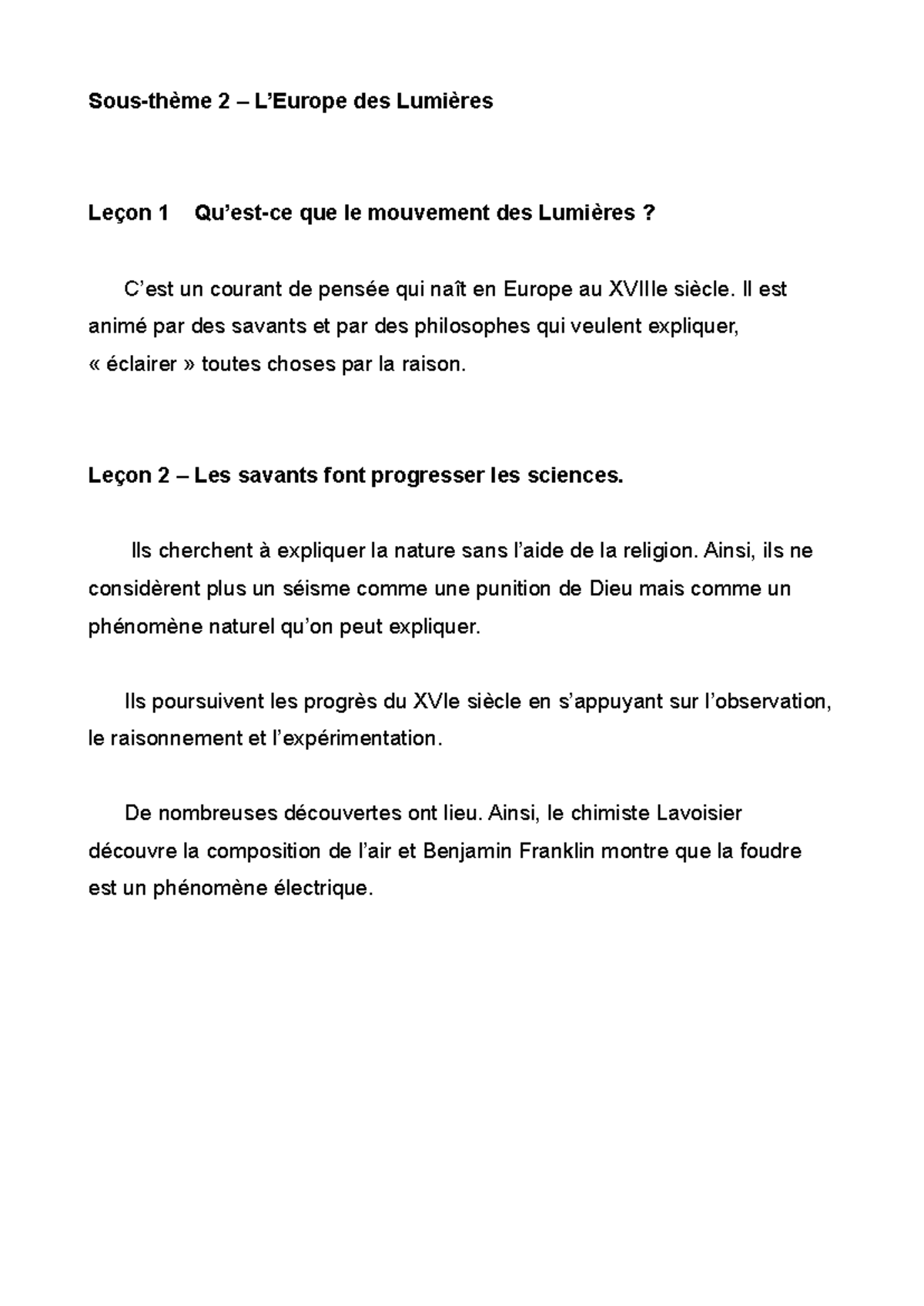 Leçons Lumières - Sous-thème 2 – L’Europe des Lumières Leçon 1 Qu’est ...