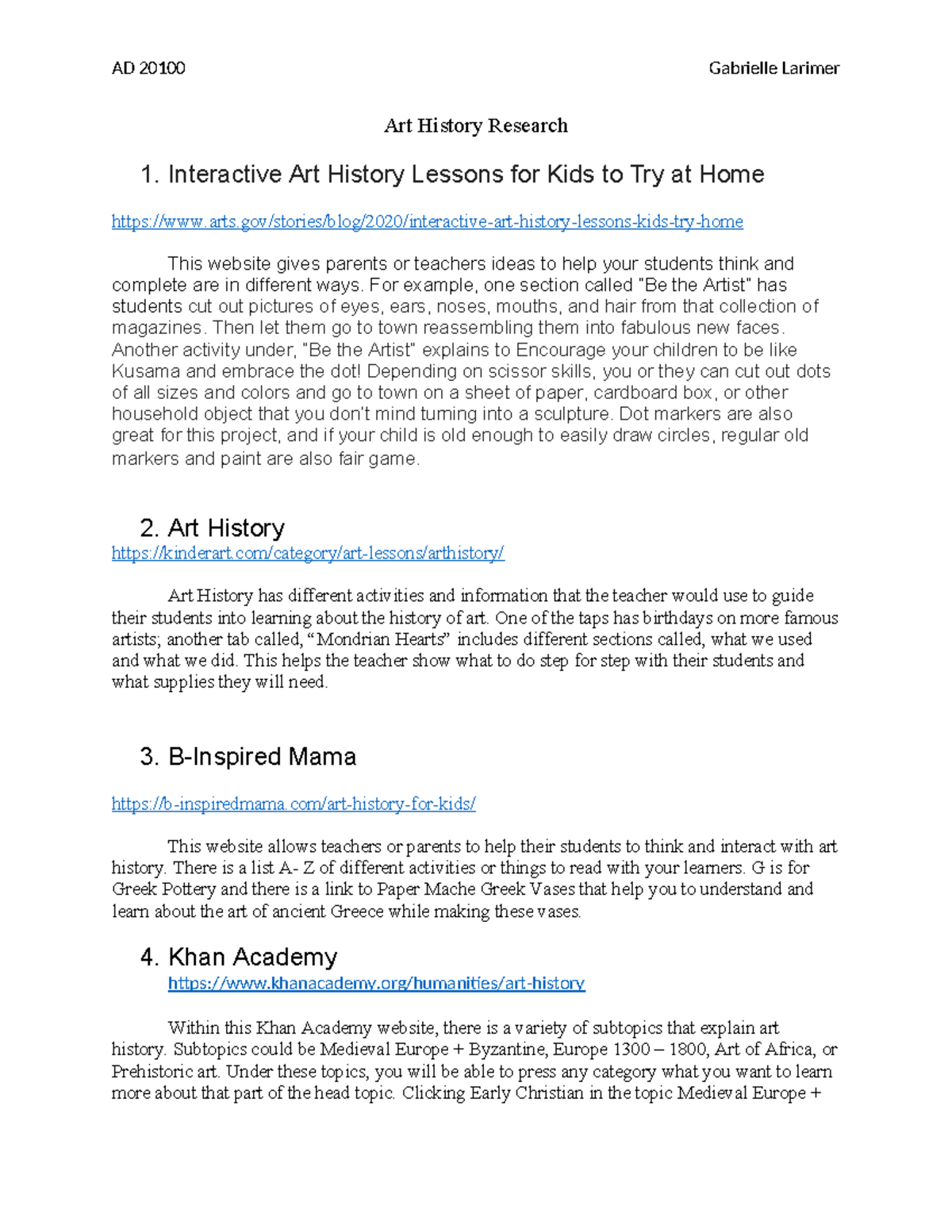 Art History Research - Interactive Art History Lessons for Kids to Try ...
