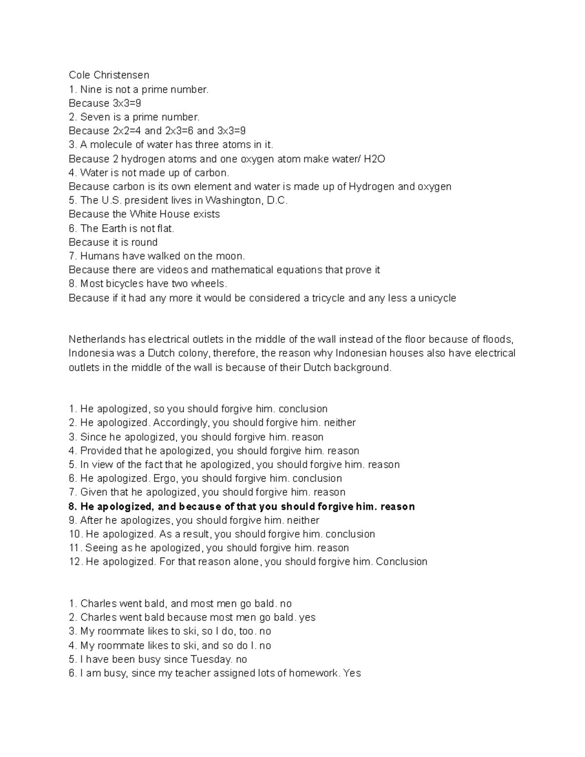 Critical Thinking Hw - One one many homework assignments - Cole ...