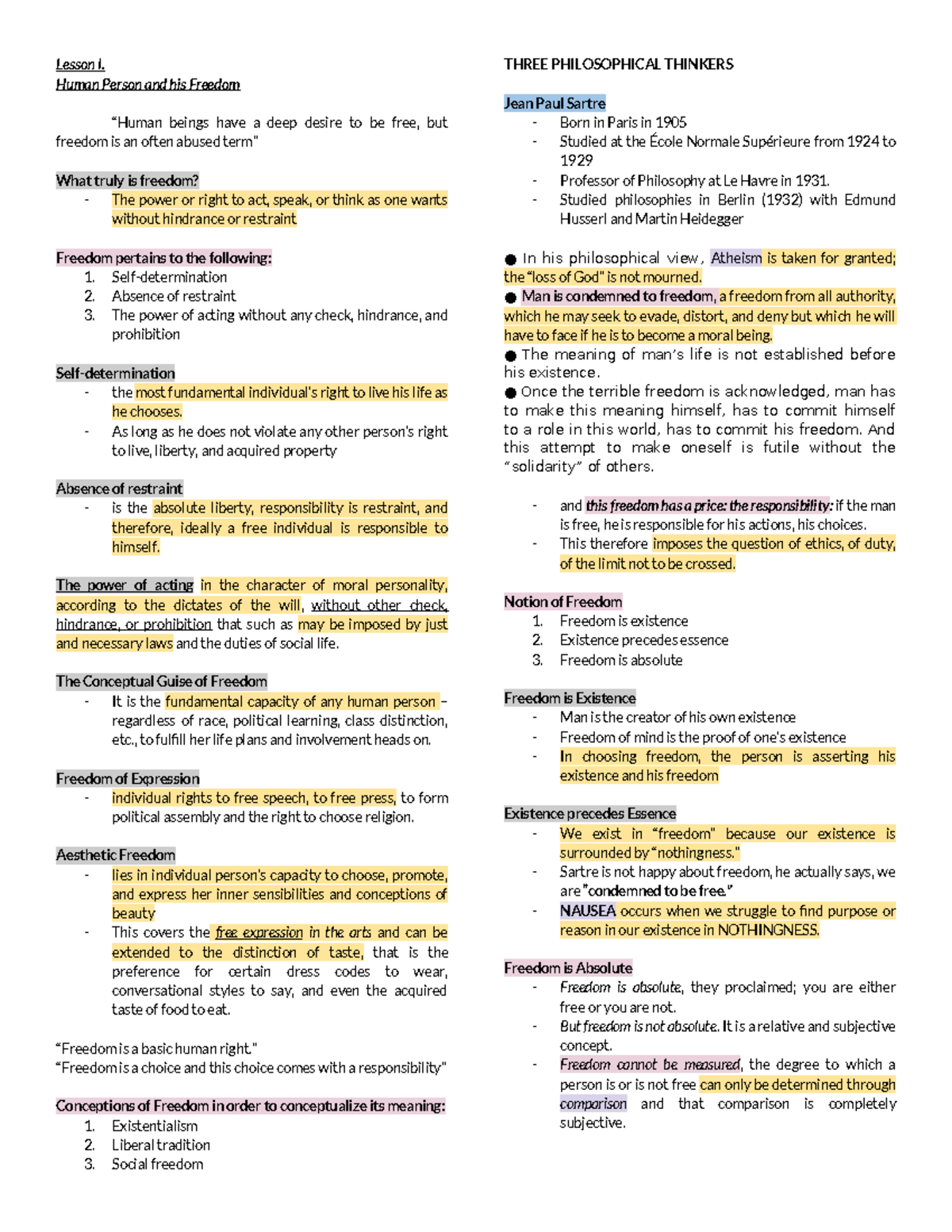 Freedom - Lesson I. Human Person and his Freedom “Human beings have a ...