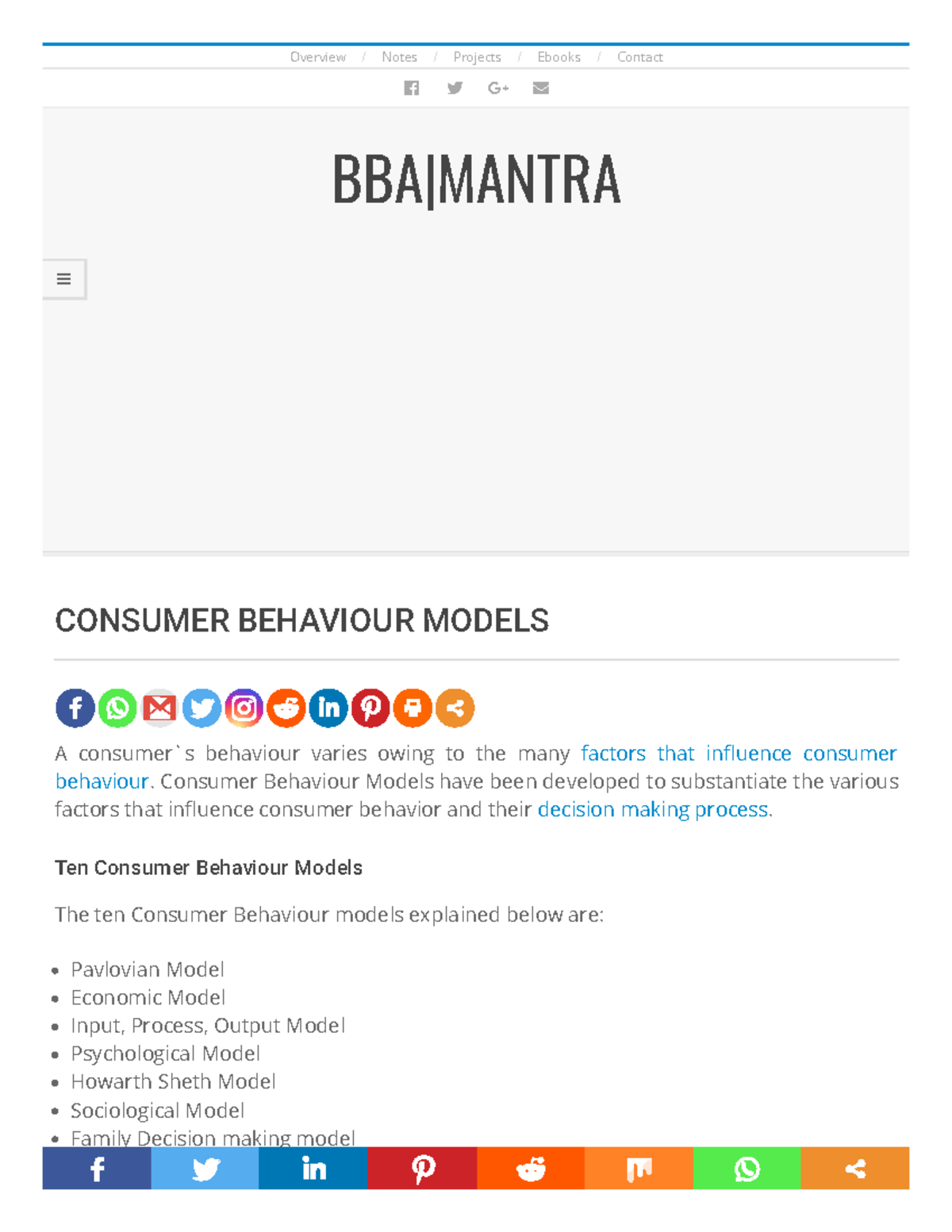 consumer behaviour models - Overview / Notes / Projects / Ebooks ...