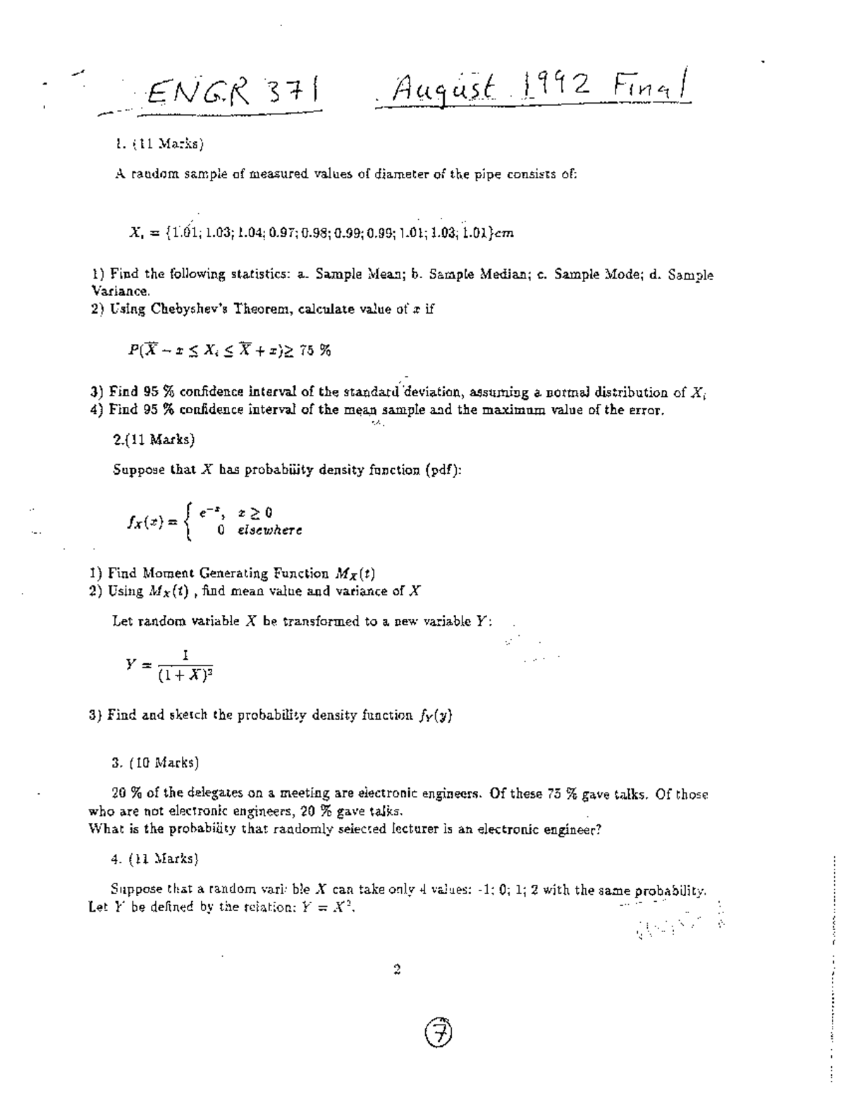 1999, 2000 , 2001 Winter - ENGR 371 - Studocu